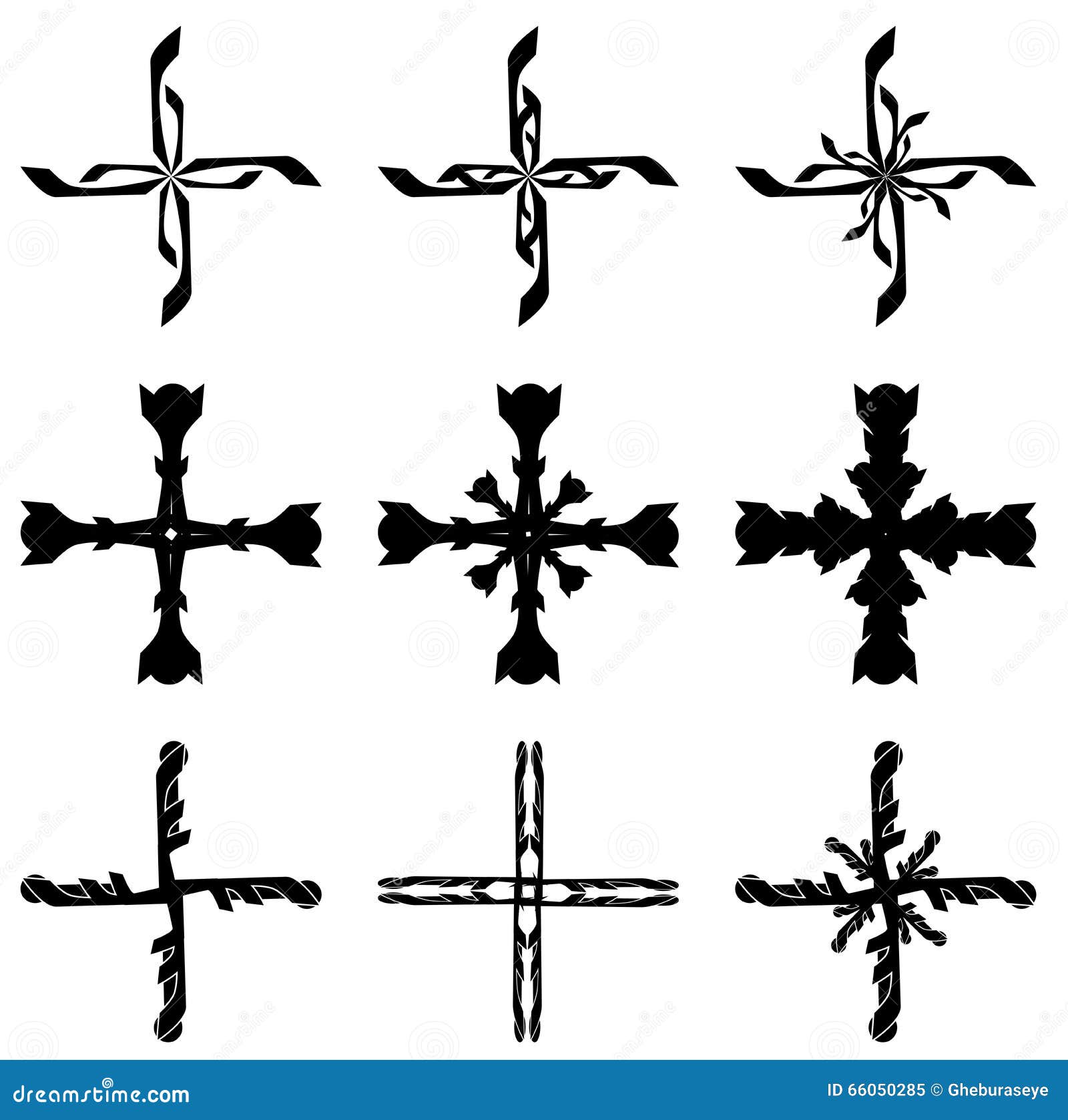 Set of Isolated Crosses Decorated Stock Vector - Illustration of ...
