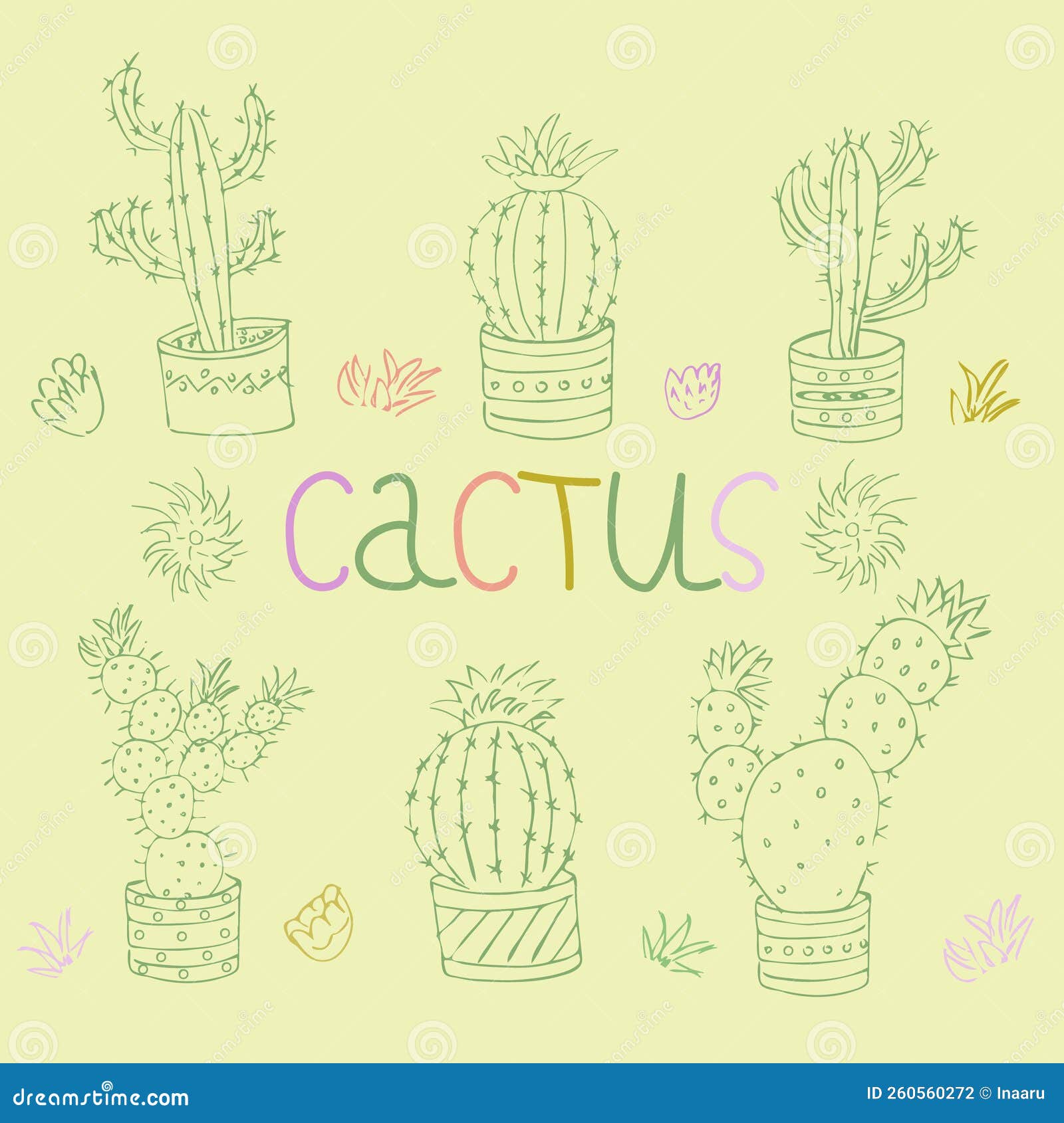 Set of Isolated Cute Funny Cacti Stock Vector - Illustration of botany ...