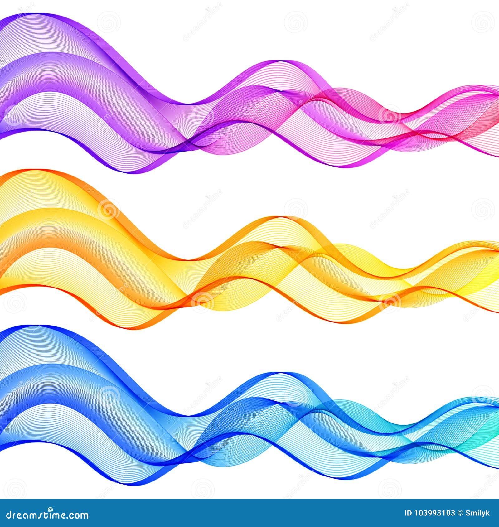 Set of Isolated Decorative Design Elements Gradient Waved Lines Stock ...