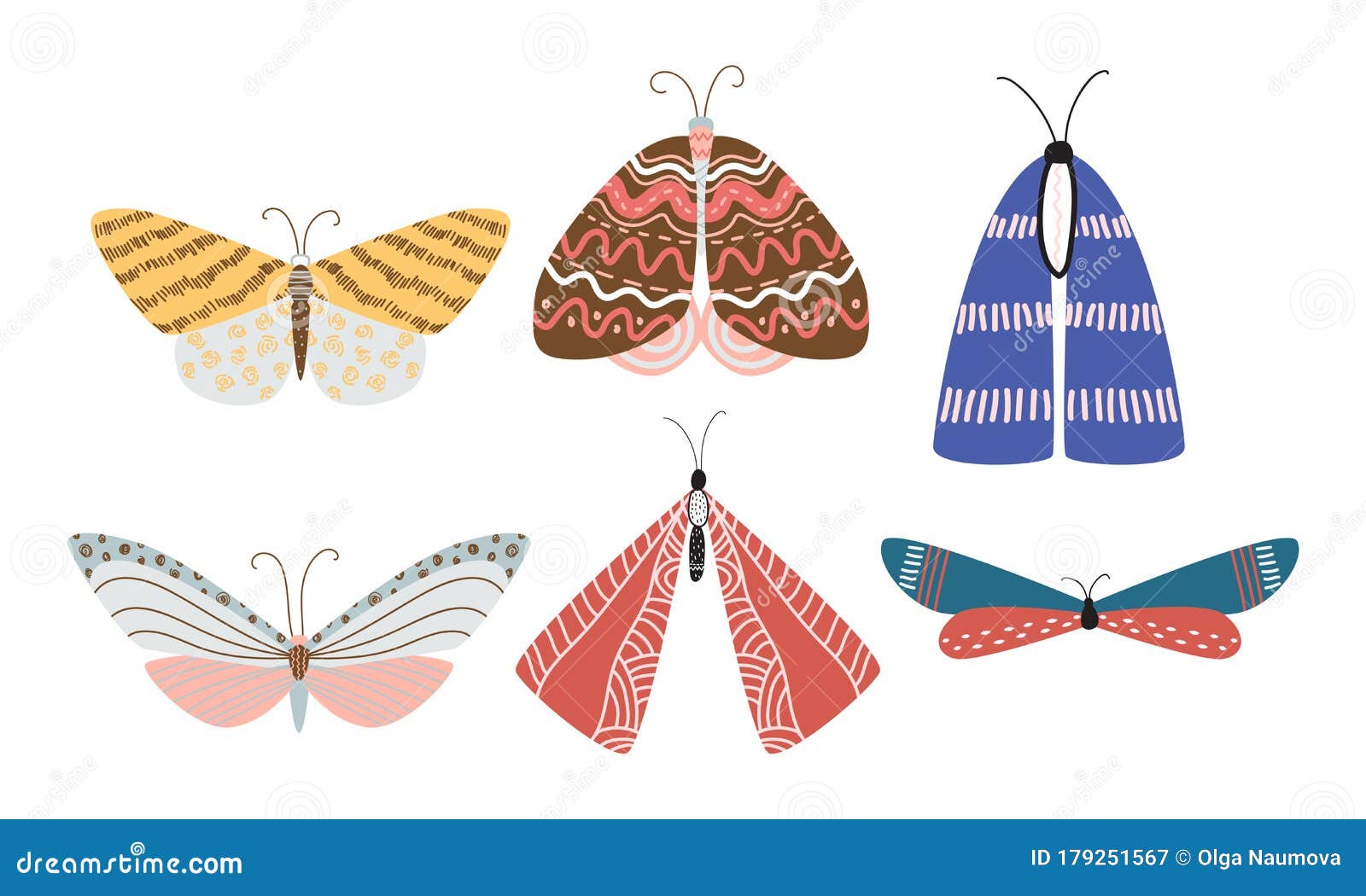 Set of Isolated Different Beautiful Colorful Butterflies with Various ...