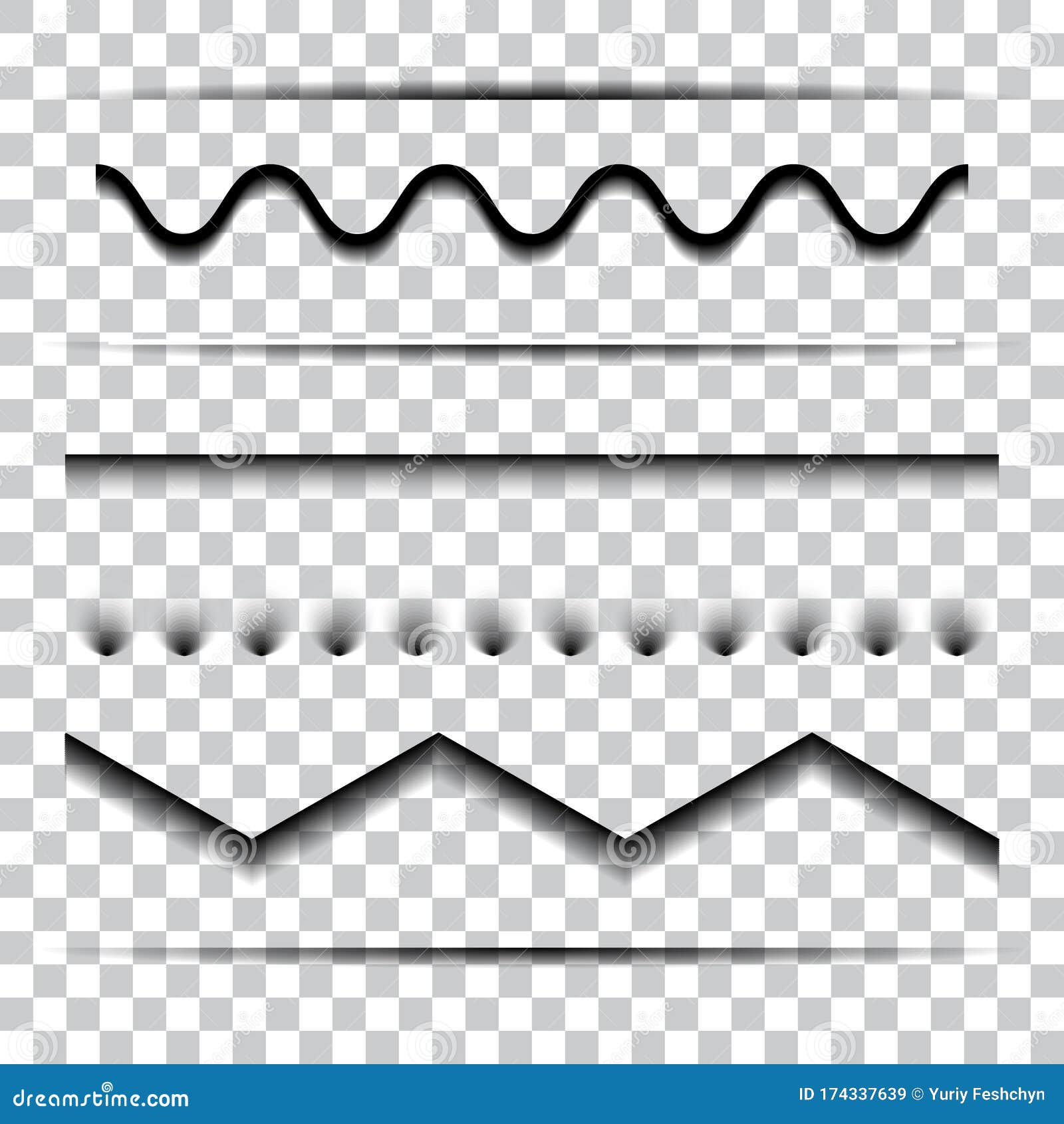 Shadow Dividers. Line Paper Design Panel Shadow Effects Divider Webpage ...