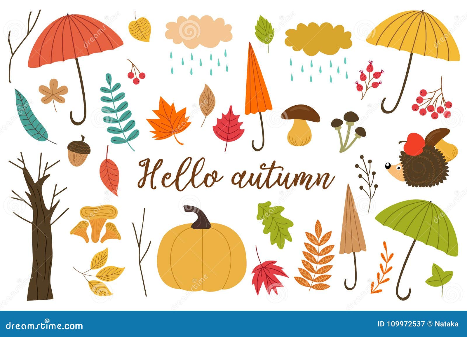 Set of Isolated Elements of Autumn Stock Vector - Illustration of ...