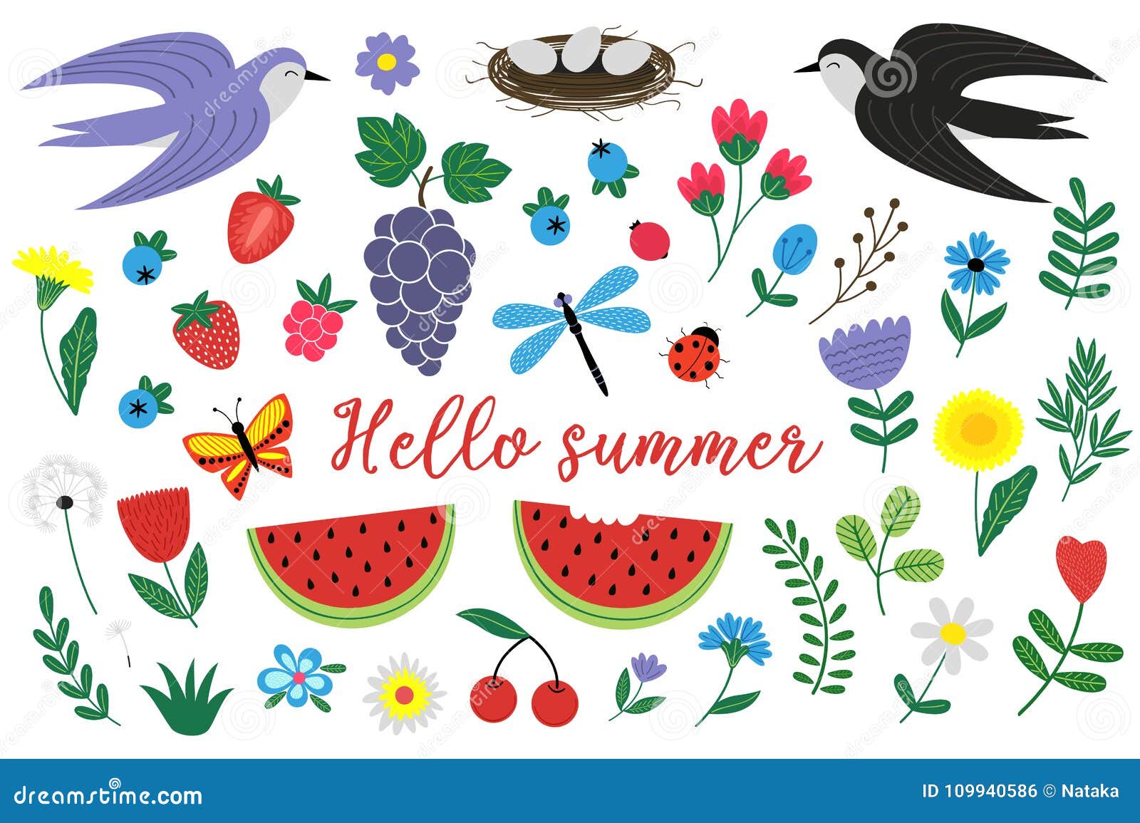 Set of Isolated Elements of Summer Stock Vector - Illustration of ...