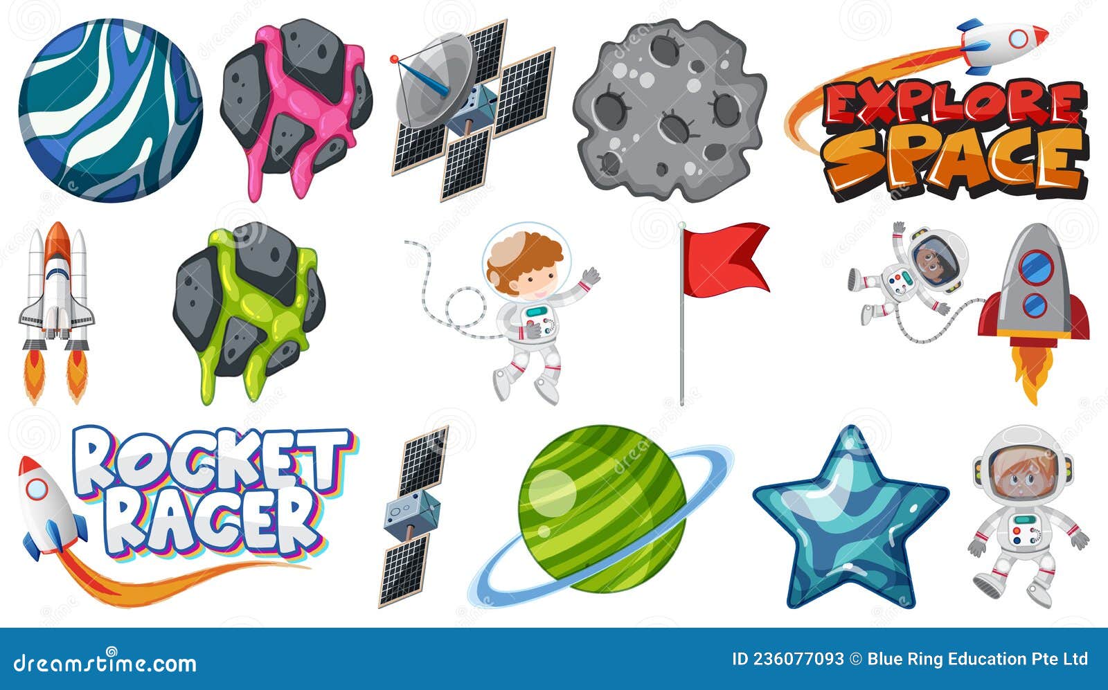 Set of Isolated Fantasy Space Game Objects and Elements Stock Vector ...