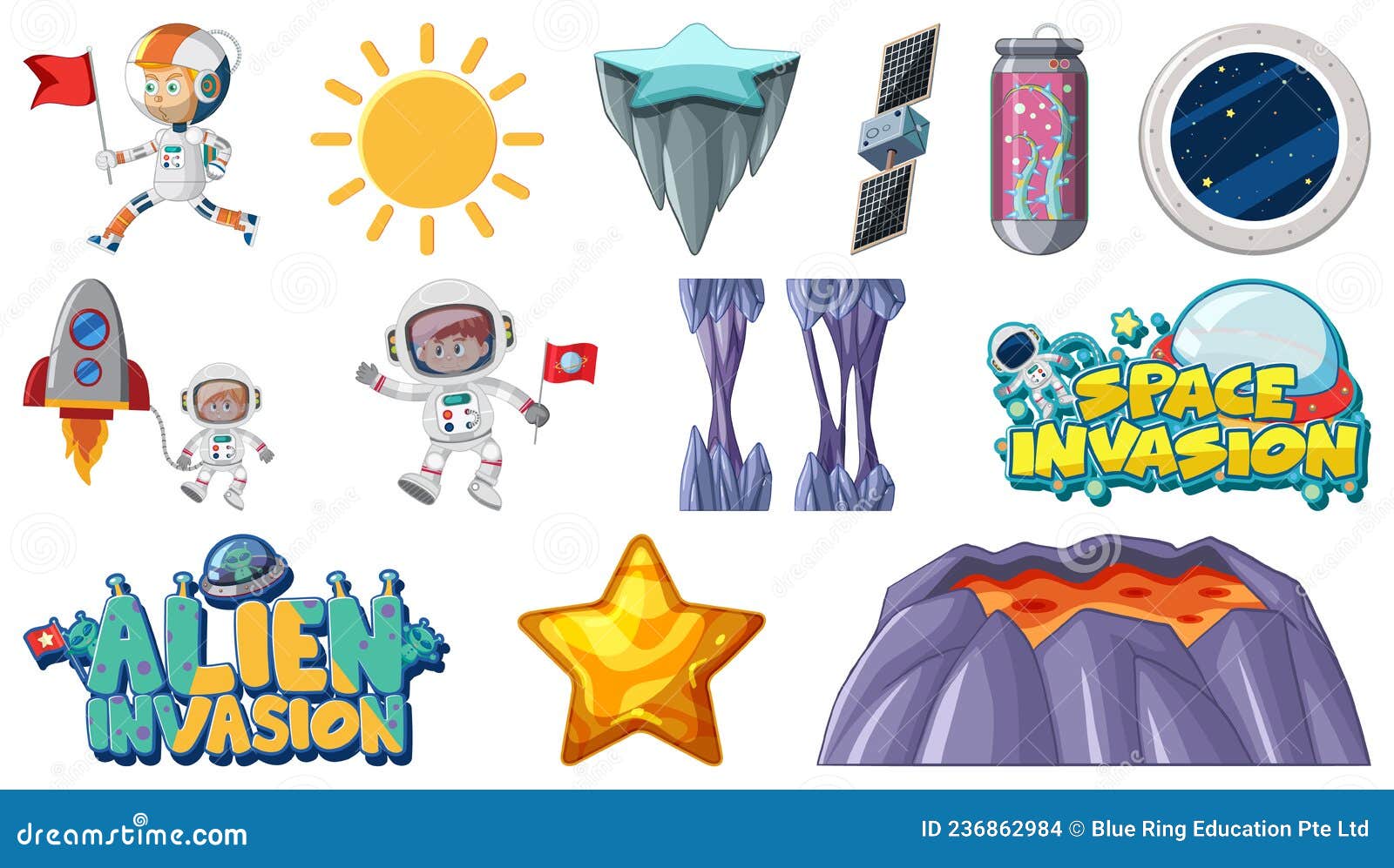 Set of Isolated Fantasy Space Game Objects and Elements Stock Vector ...