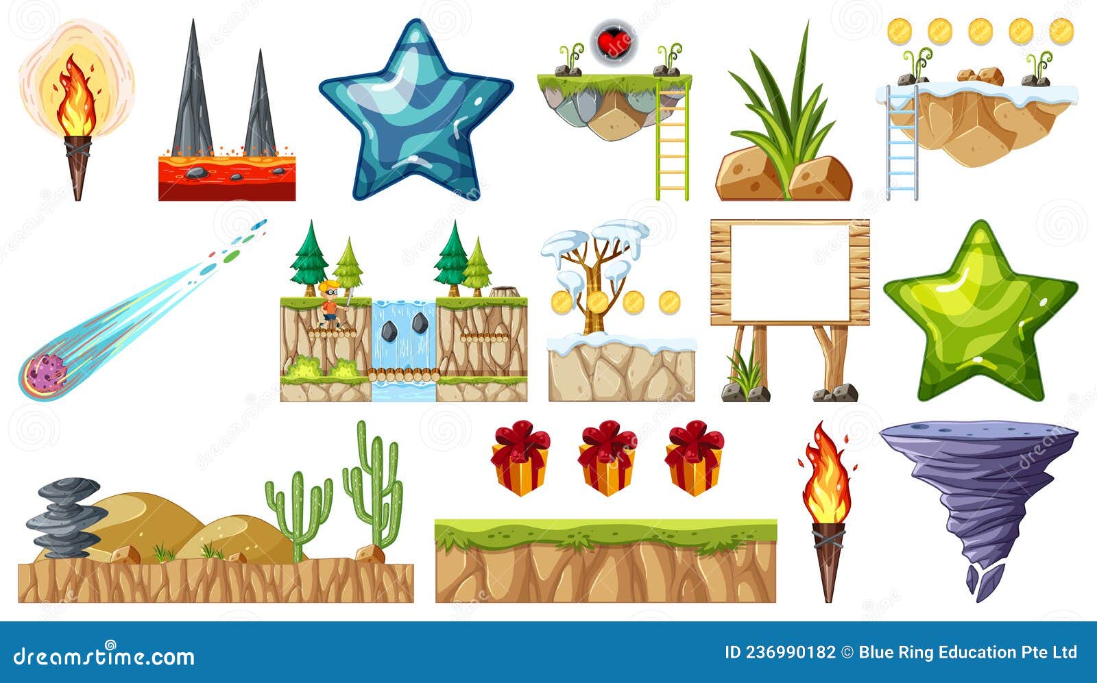 Set of Isolated Fantasy Space Game Objects and Elements Stock Vector ...