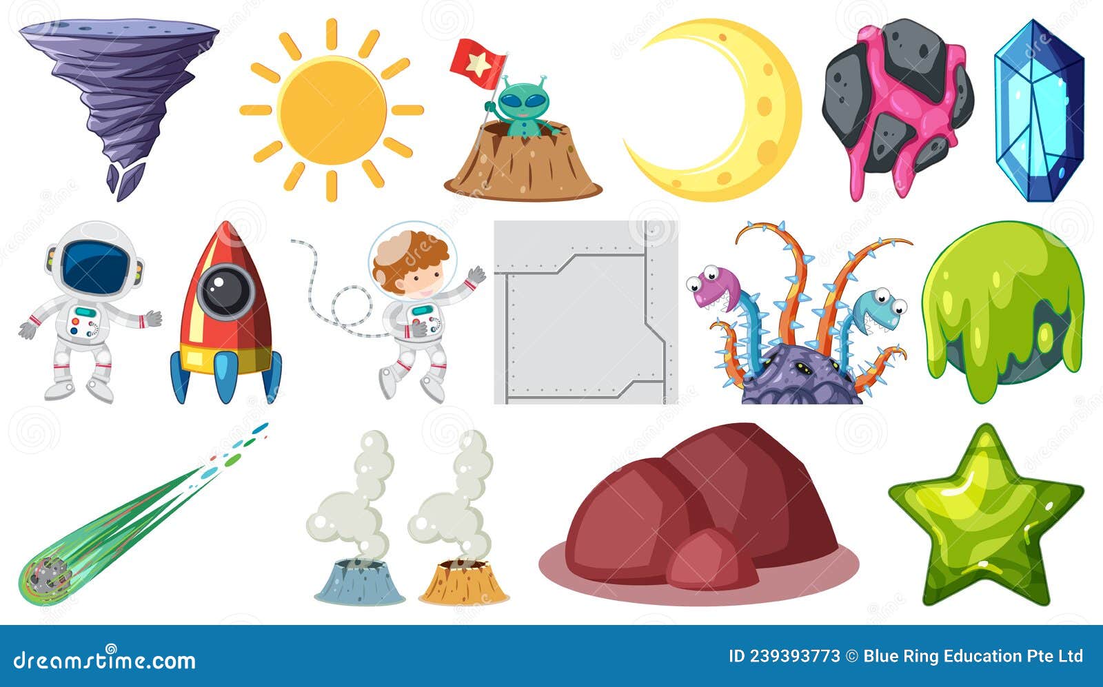 Set of Isolated Fantasy Space Objects Stock Vector - Illustration of ...