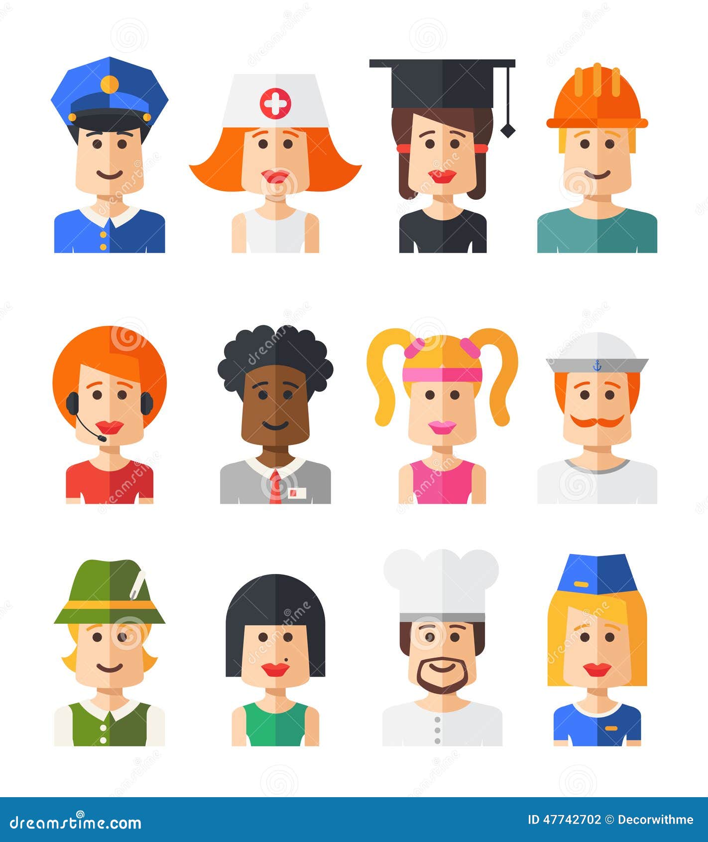 Set Of Isolated Flat Design People Icon Avatars Vector Illustration ...