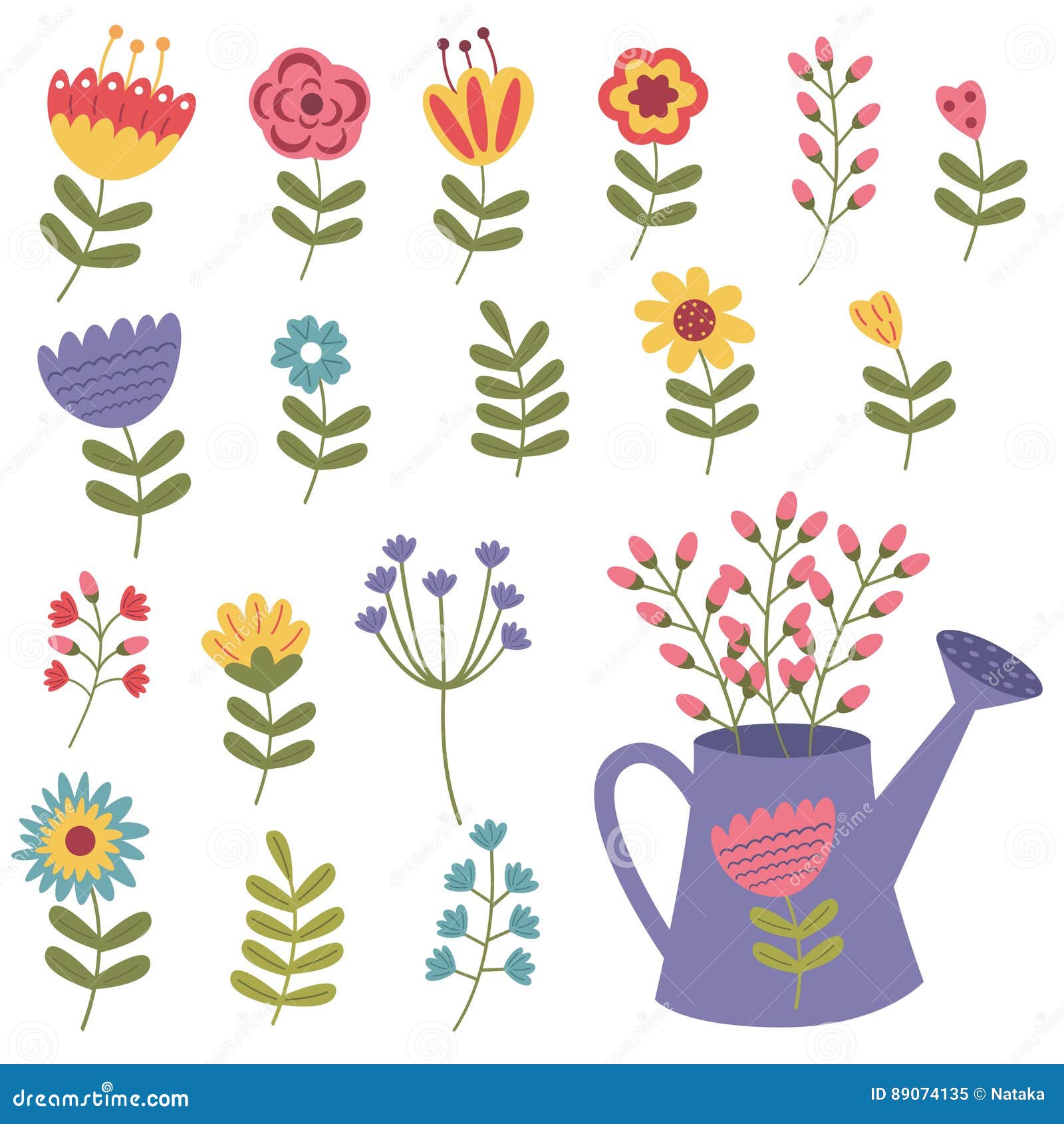 Set of isolated flower stock vector. Illustration of blossom - 89074135