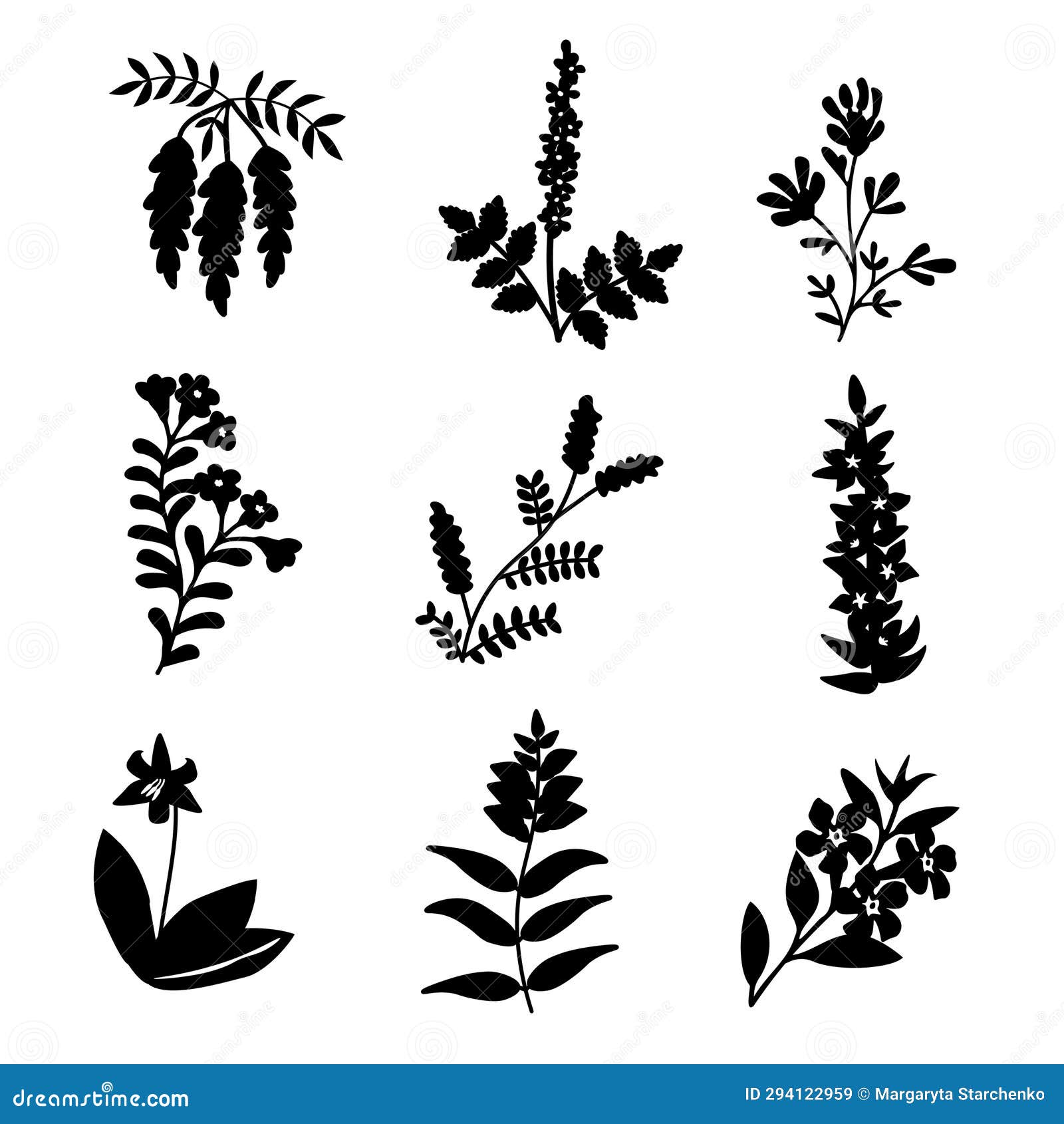 Set isolated flowers stock vector. Illustration of leaf - 294122959