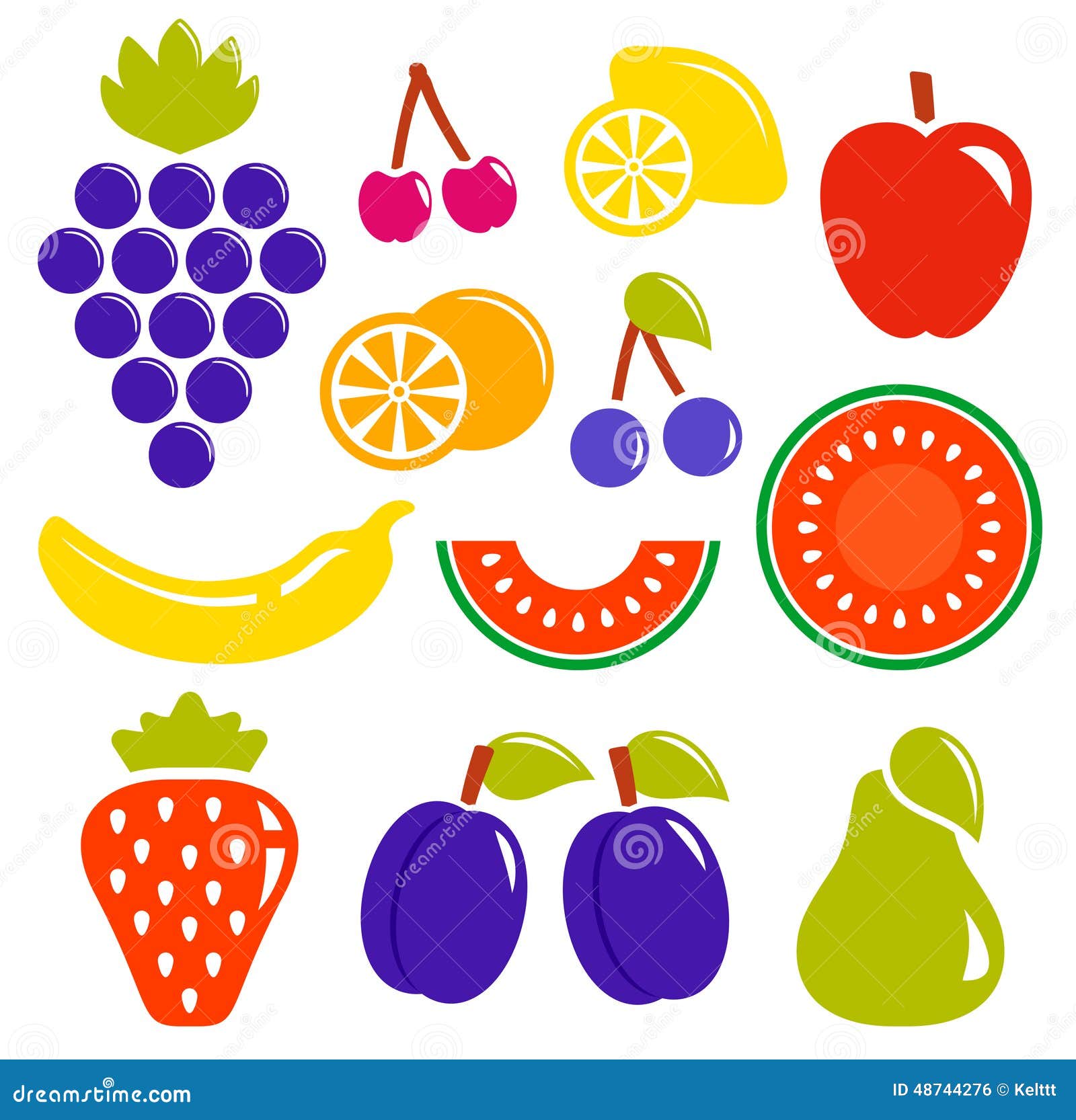 Set isolated fruit icons stock vector. Illustration of grapes - 48744276