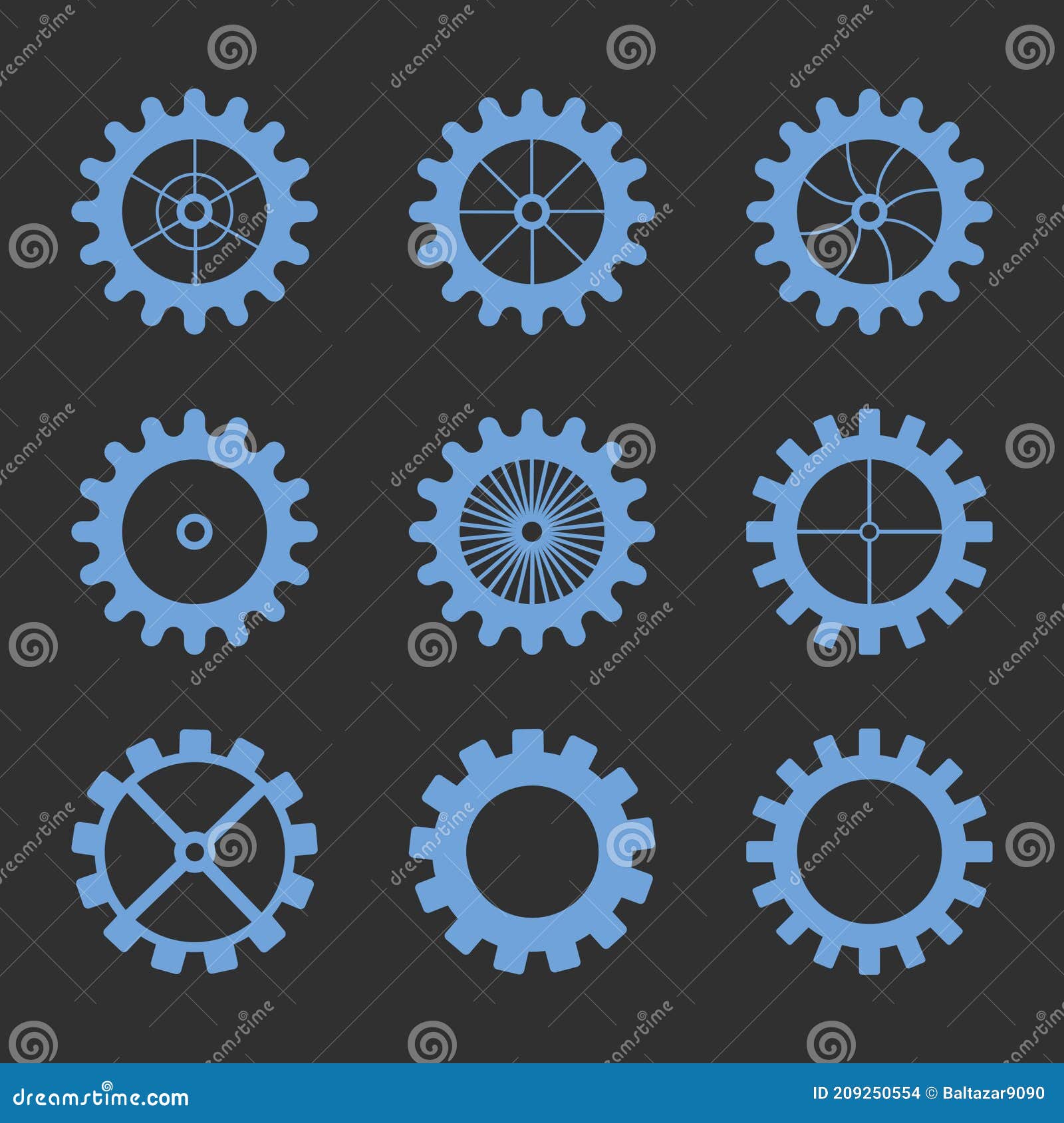 Set of Isolated Gears Vector Stock Vector - Illustration of metal ...