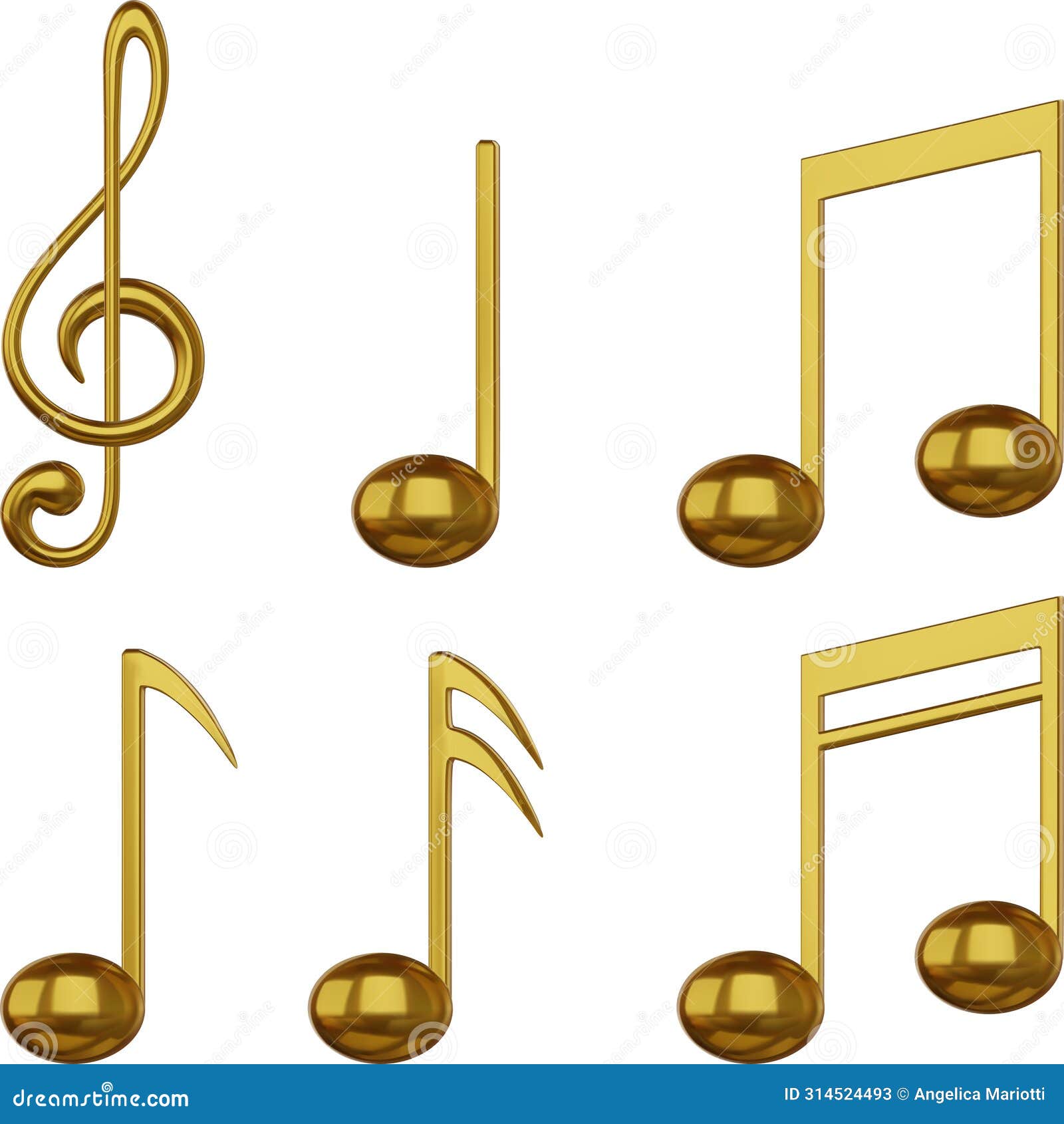 Set of Isolated Gold Music Notes and Violin Key Stock Vector ...