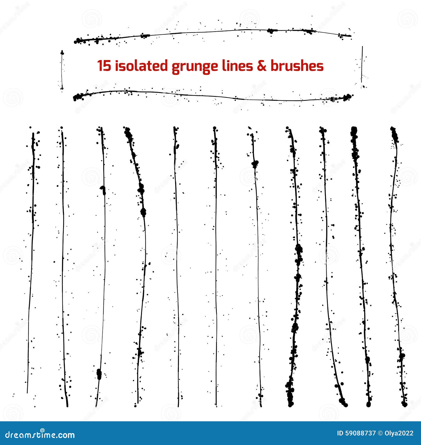 Set of Isolated Grunge Lines and Brushes Stock Vector - Illustration of ...