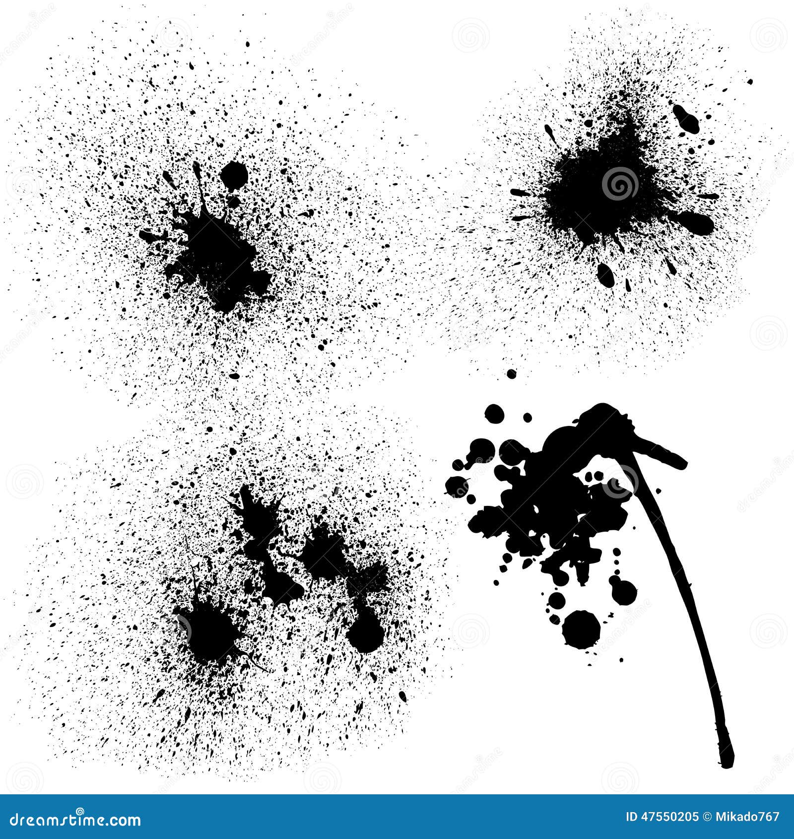 Set of Isolated Grunge Paint Splashes Stock Vector - Illustration of ...