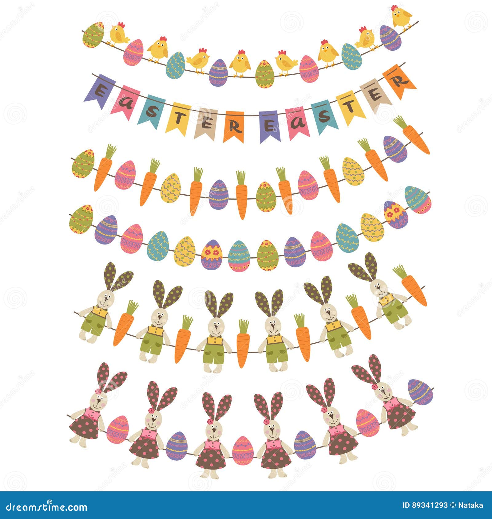 Set of Isolated Happy Easter Garland Stock Vector - Illustration of ...
