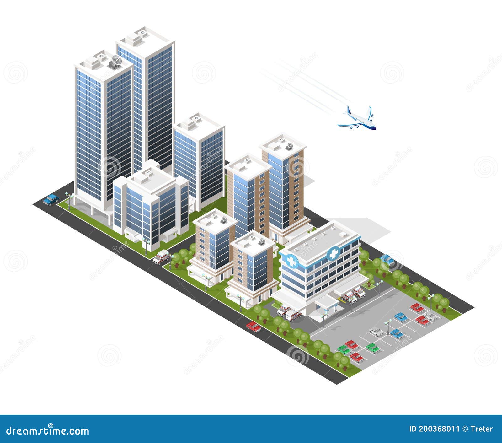Set of Isolated High Quality Isometric City Elements on White ...