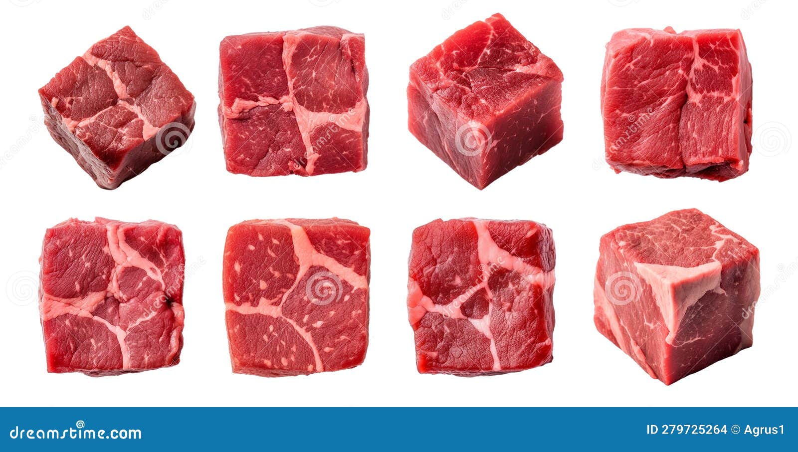 Set of Isolated Illustrations of Meat Cube. Generative AI Stock ...