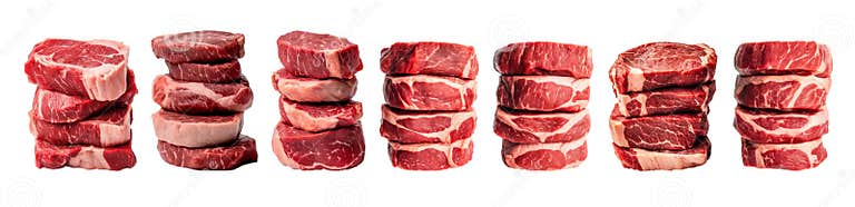 Set of Isolated Illustrations of Steaks Stack. Generative AI Stock ...