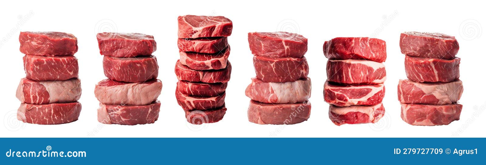 Set of Isolated Illustrations of Steaks Stack. Generative AI Stock ...