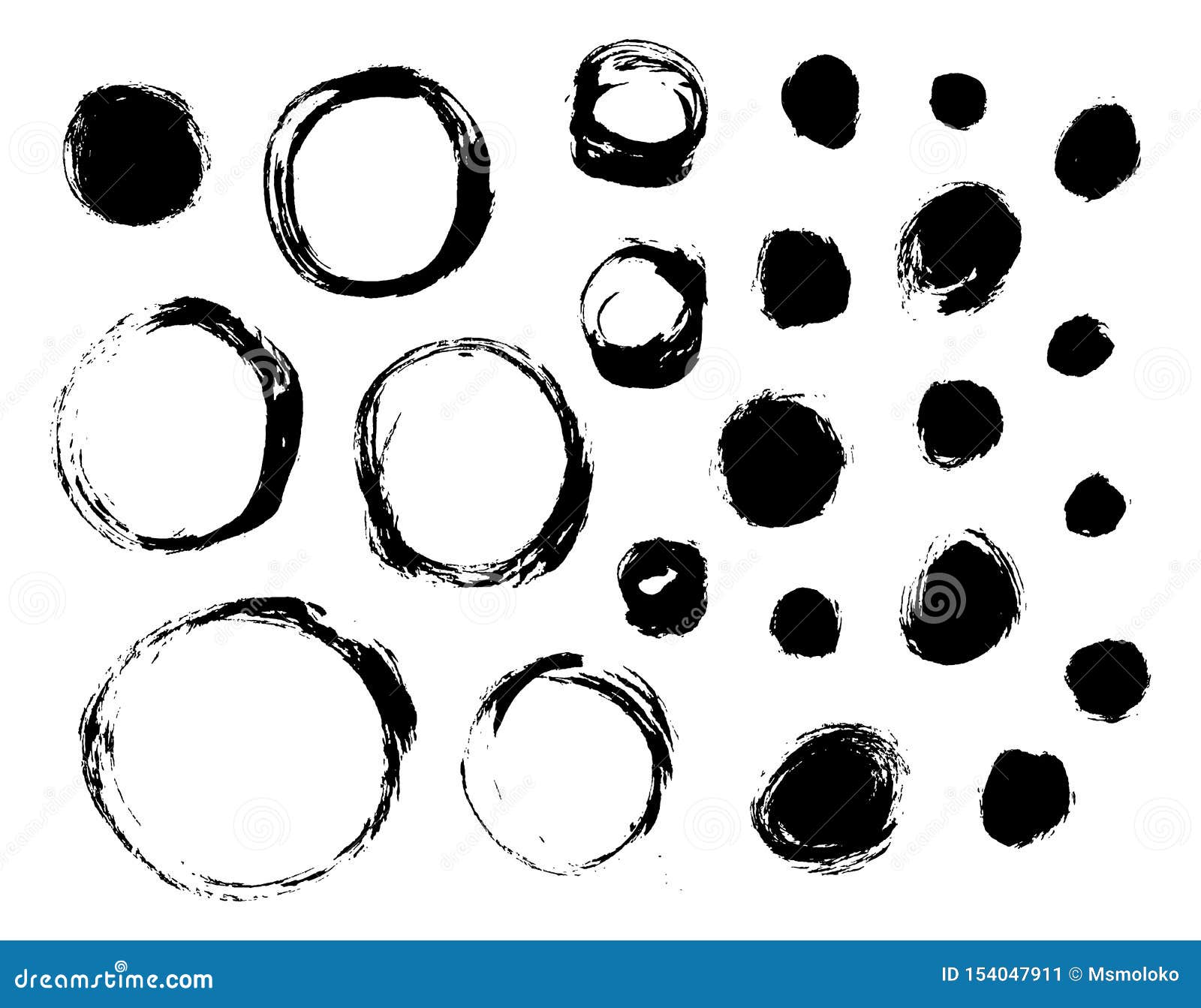 Set of Isolated Ink Spots and Circles Stock Vector - Illustration of ...