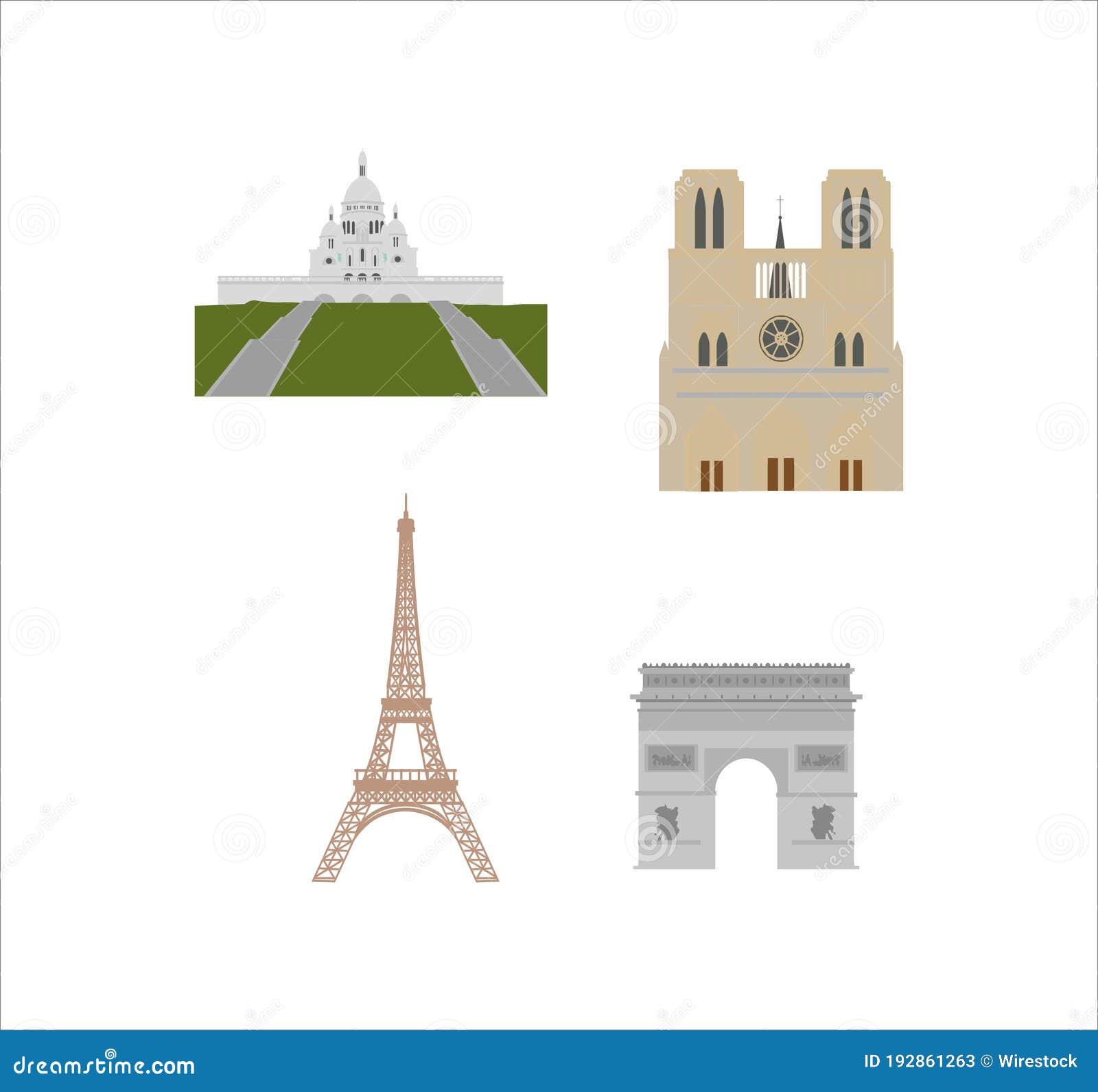 Set of Isolated Landmark Icons Stock Illustration - Illustration of ...