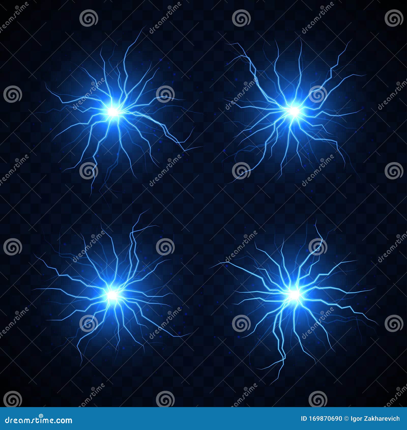 Set of the Isolated Lightning Balls with Transparency Stock ...