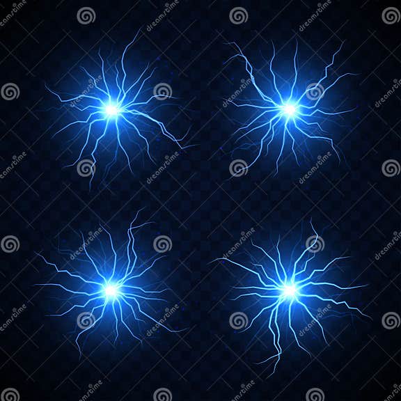 Set of the Isolated Lightning Balls with Transparency Stock ...