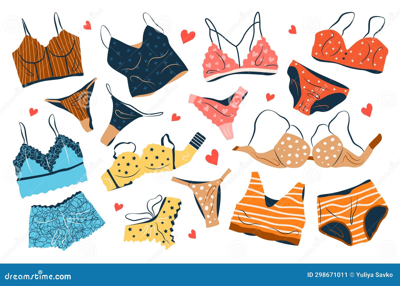 Set Of Isolated Lingerie For Women Bras And Panties Stock Vector