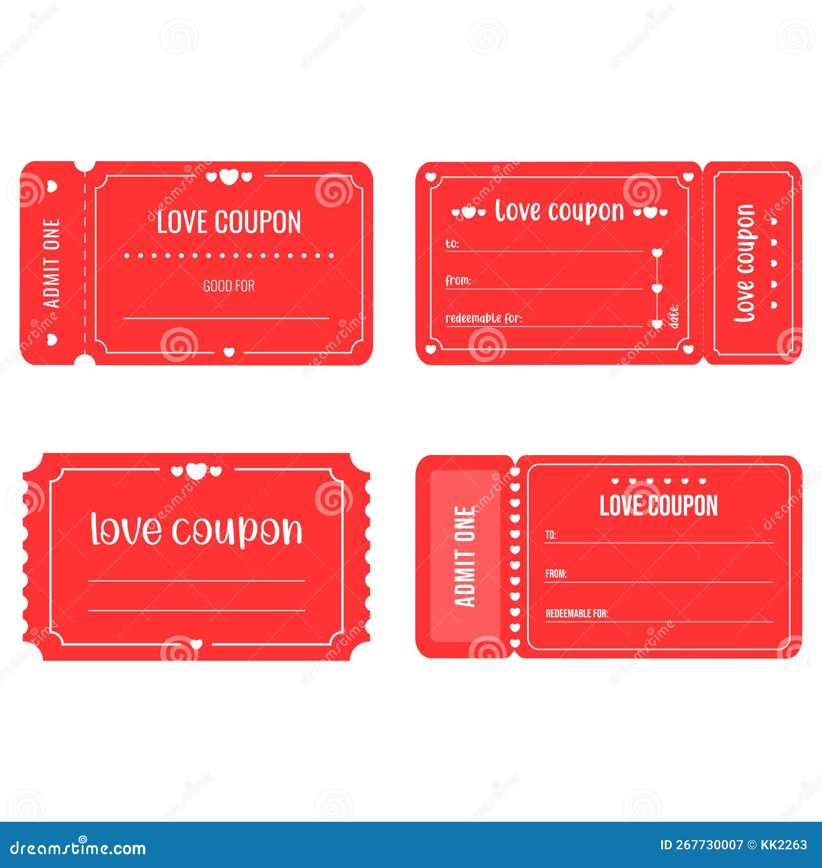 Set of Isolated Love Coupons Template Stock Vector - Illustration of ...