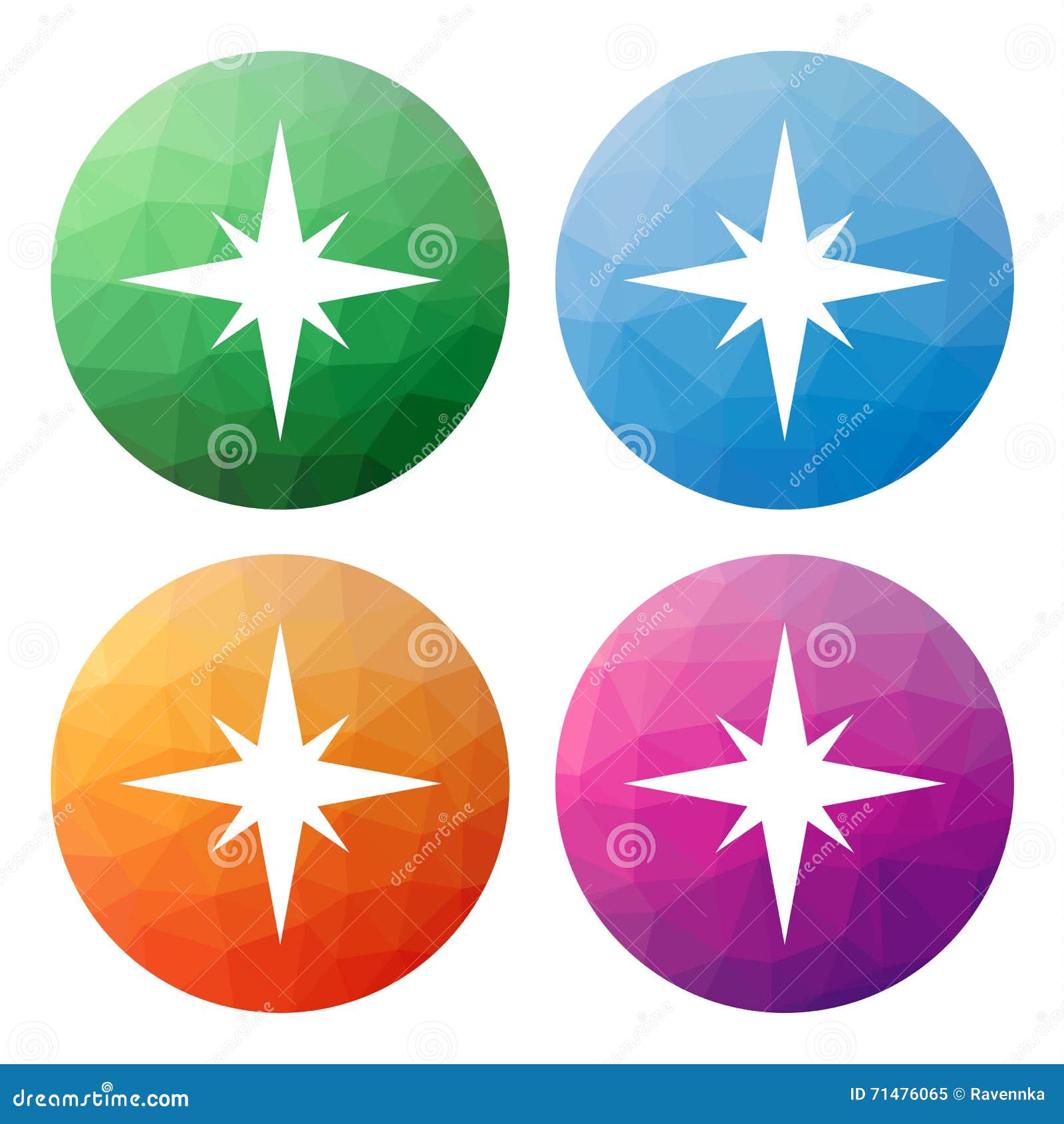 Set of 4 Isolated Modern Low Polygonal Buttons - Icons - for Co Stock ...