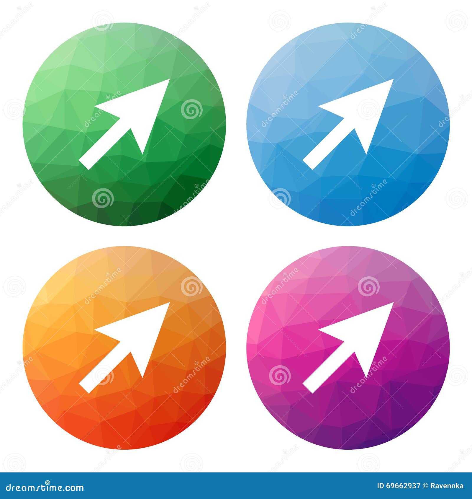 Set of 4 Isolated Modern Low Polygonal Buttons - Icons - for Cu Stock ...