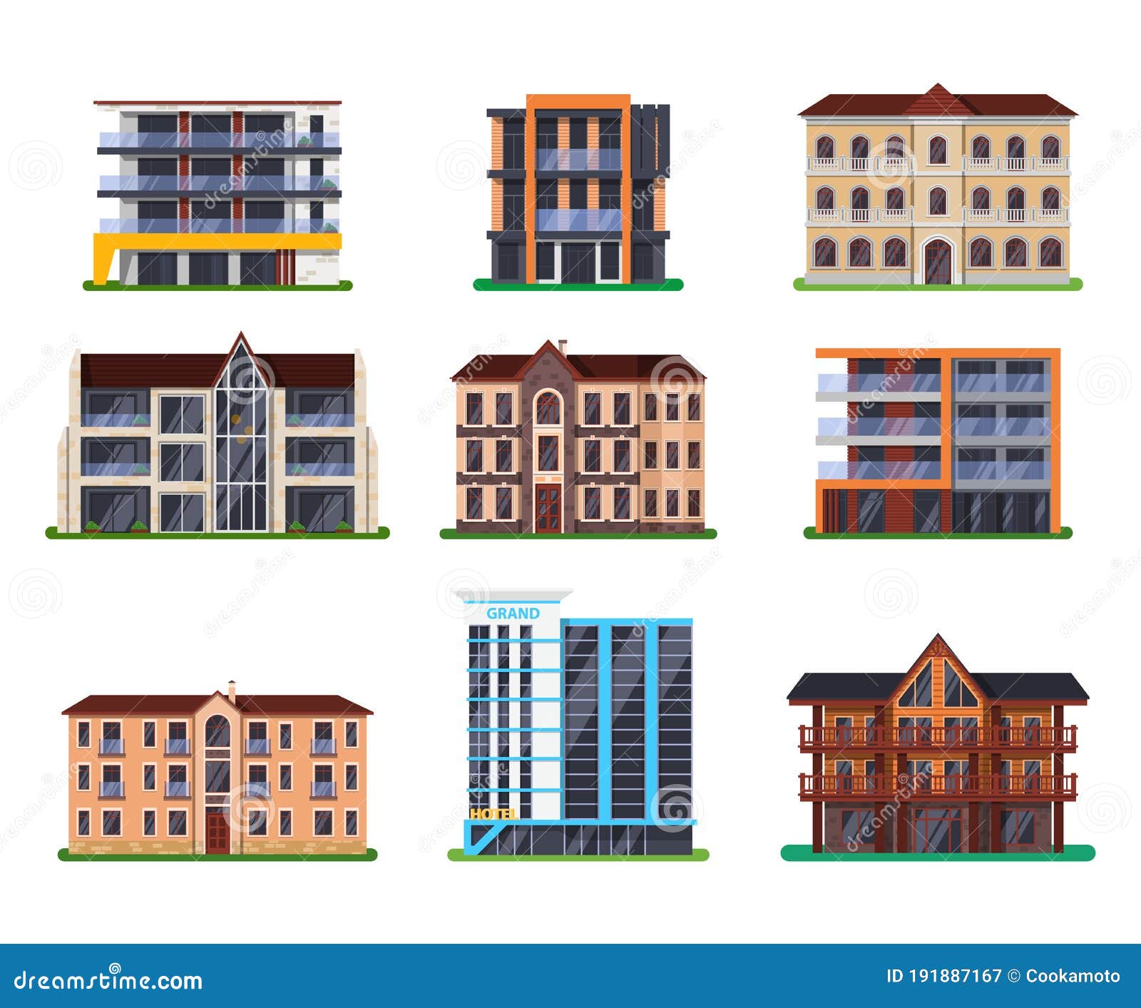 Set of Isolated Modern Vector Hotel Buildings Stock Vector ...