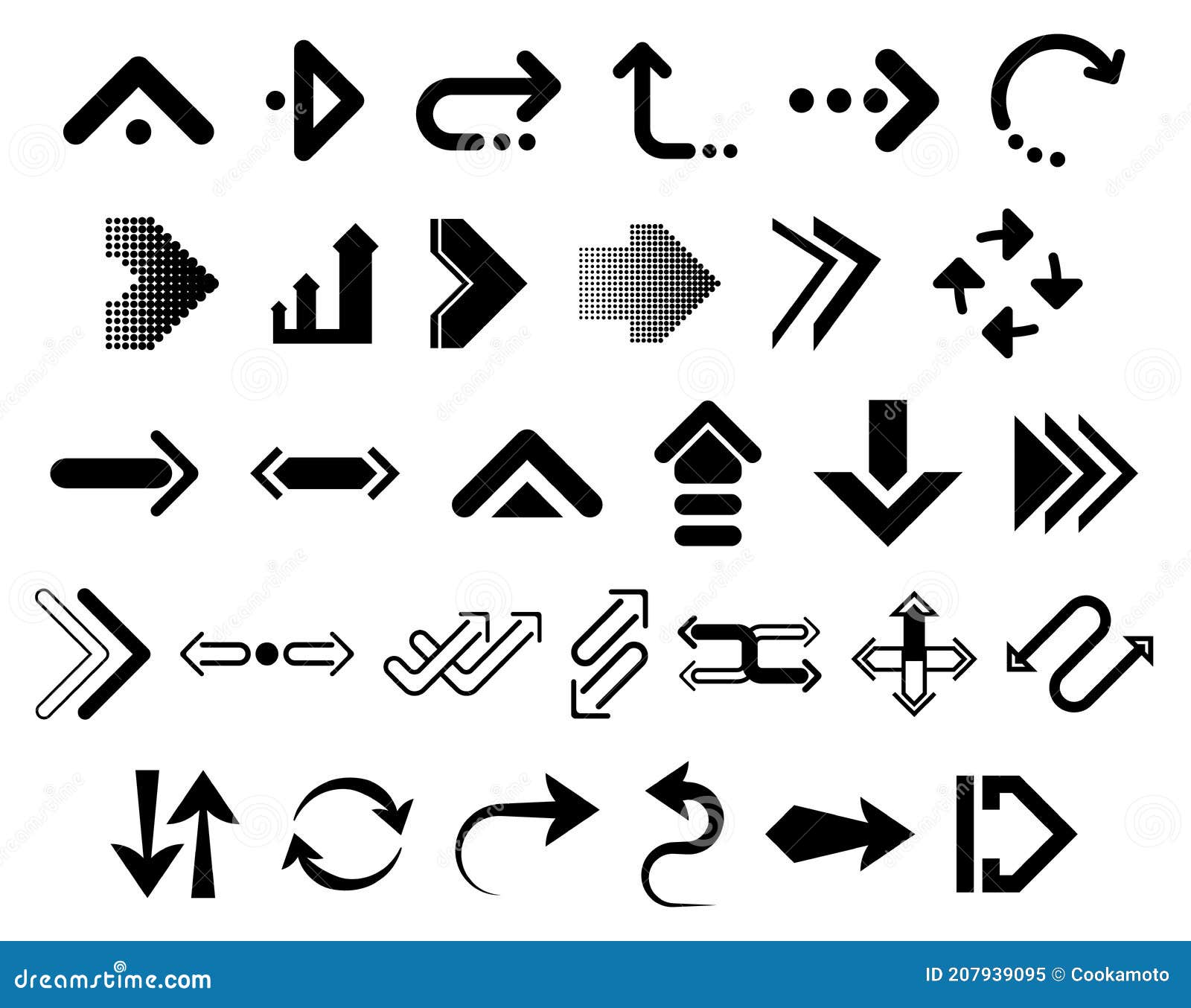 Set of Isolated Next or Right Move Arrows Stock Illustration ...