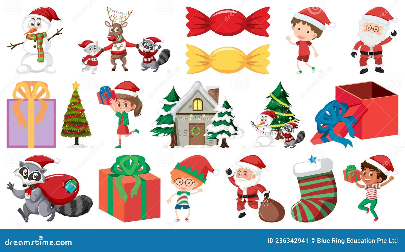 Set of Isolated Objects of Christmas Theme Stock Vector - Illustration ...
