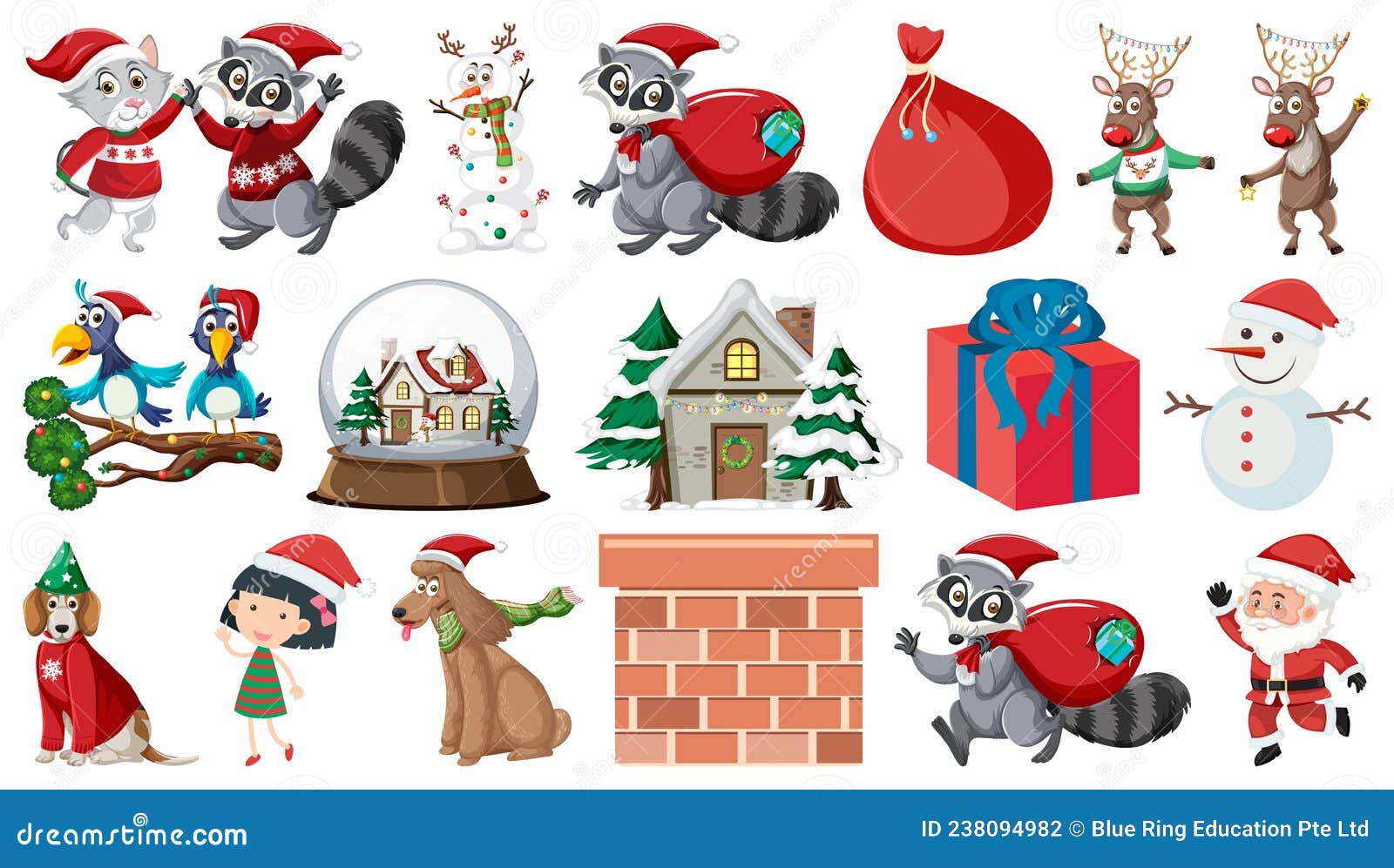 Set of Isolated Objects of Christmas Theme Stock Vector - Illustration ...