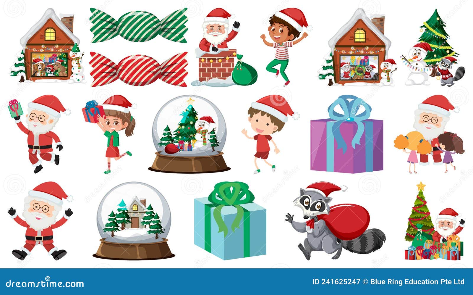 Set of Isolated Objects of Christmas Theme Stock Vector - Illustration ...