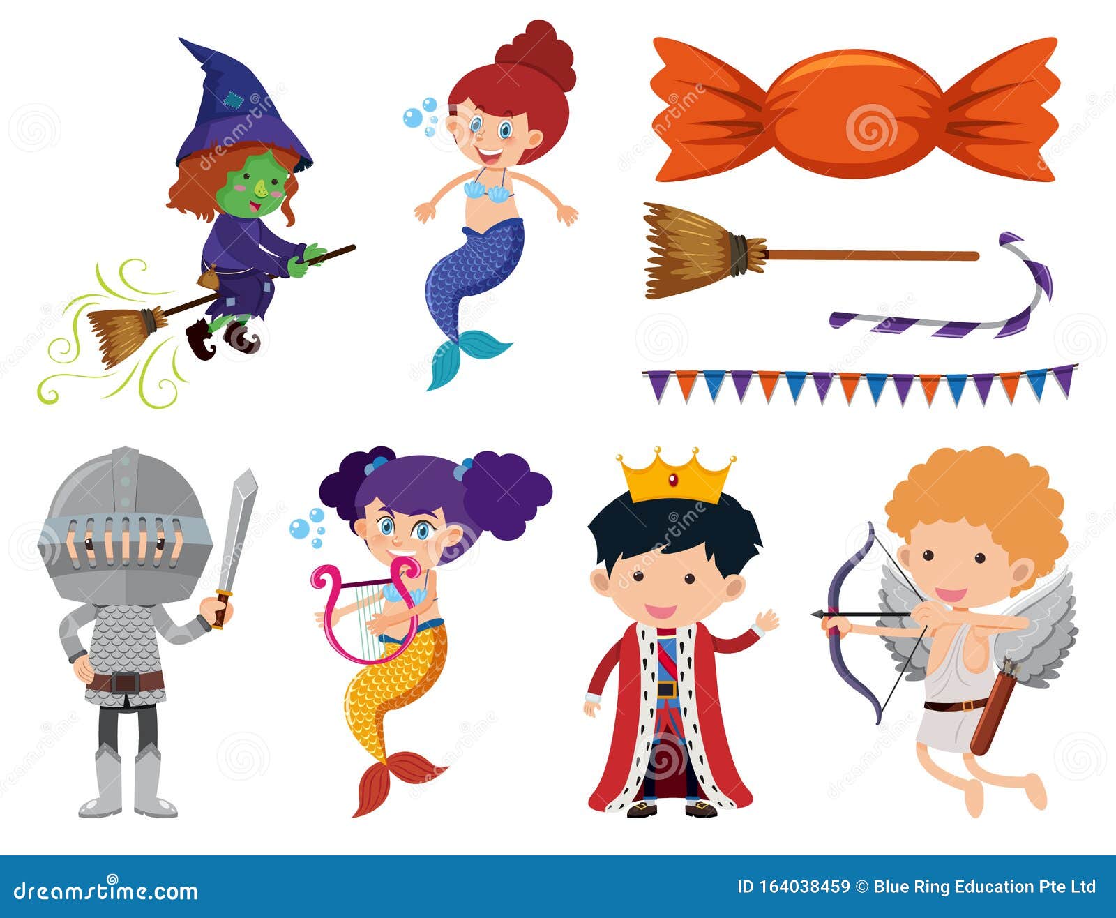 Set of Isolated Objects Fairytales Stock Vector - Illustration of cupid ...