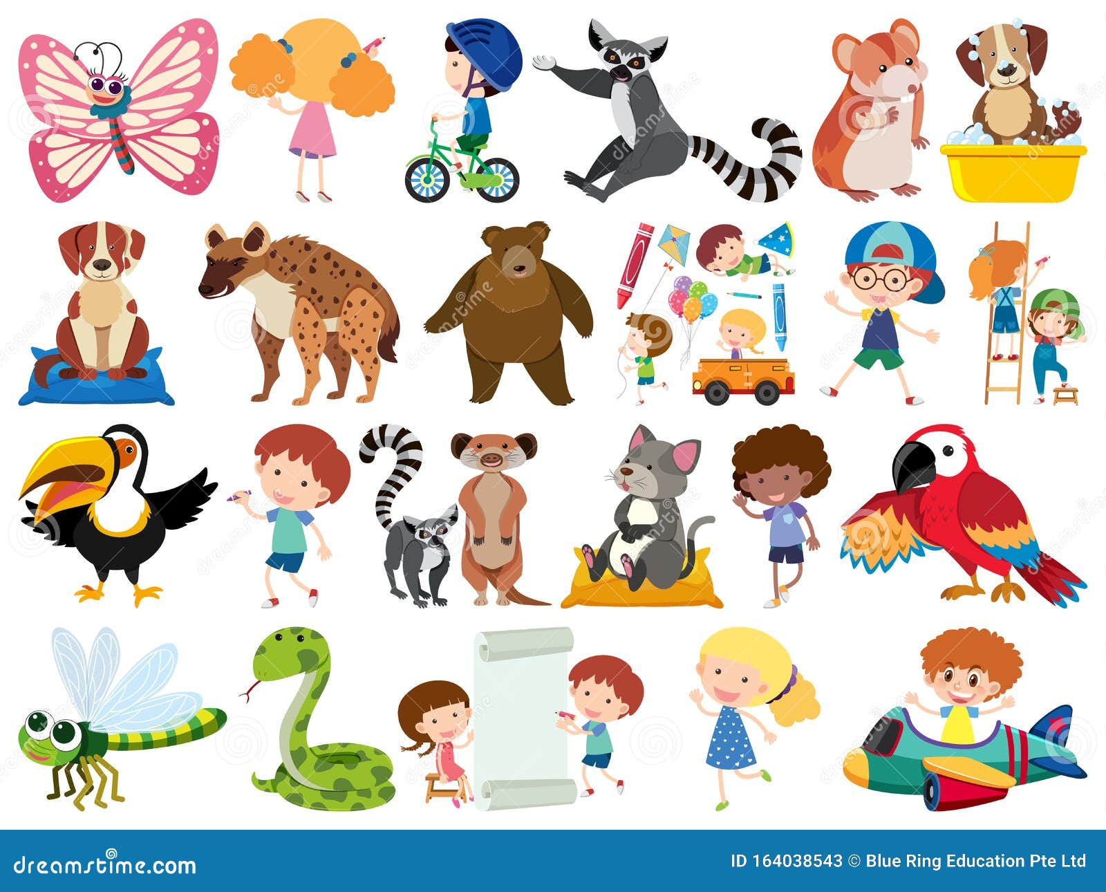 Set of Isolated Objects Theme Animals Stock Vector - Illustration of ...