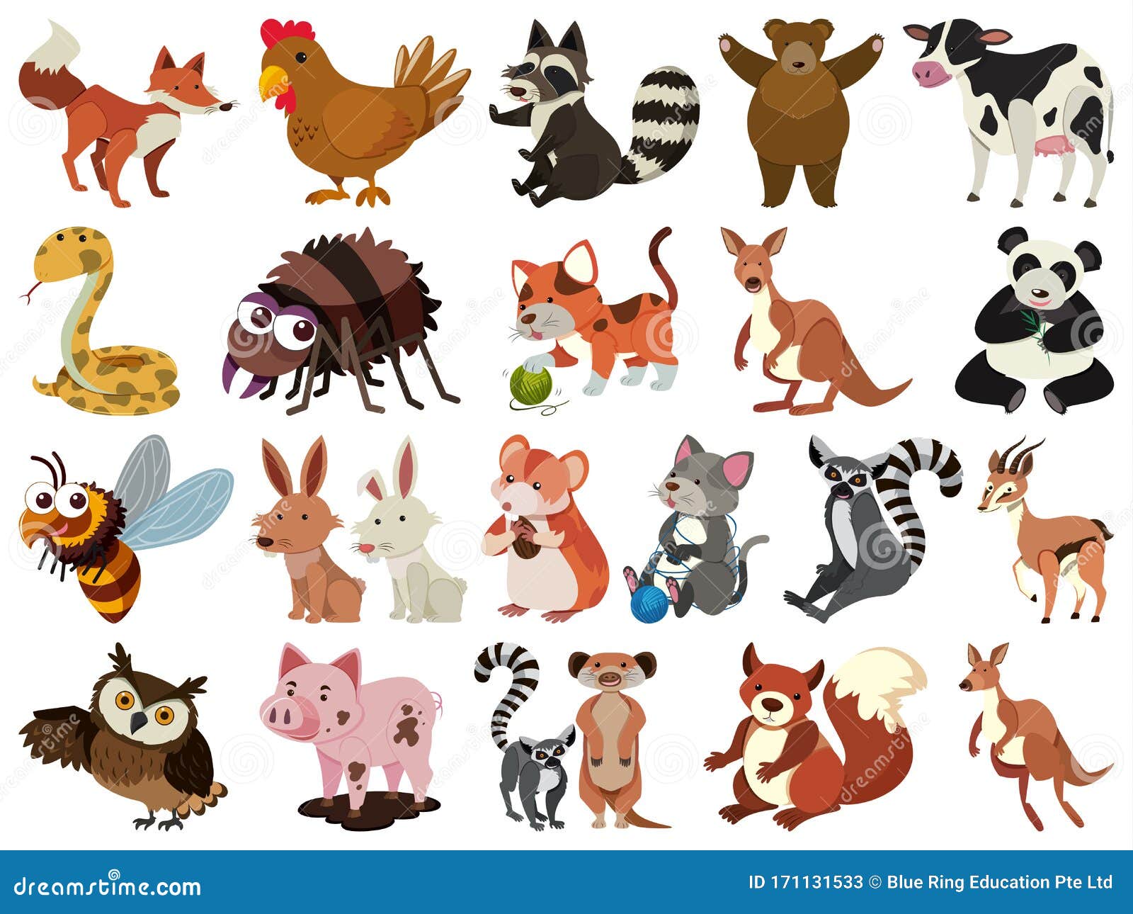 Set of Isolated Objects Theme Animals Stock Illustration - Illustration ...