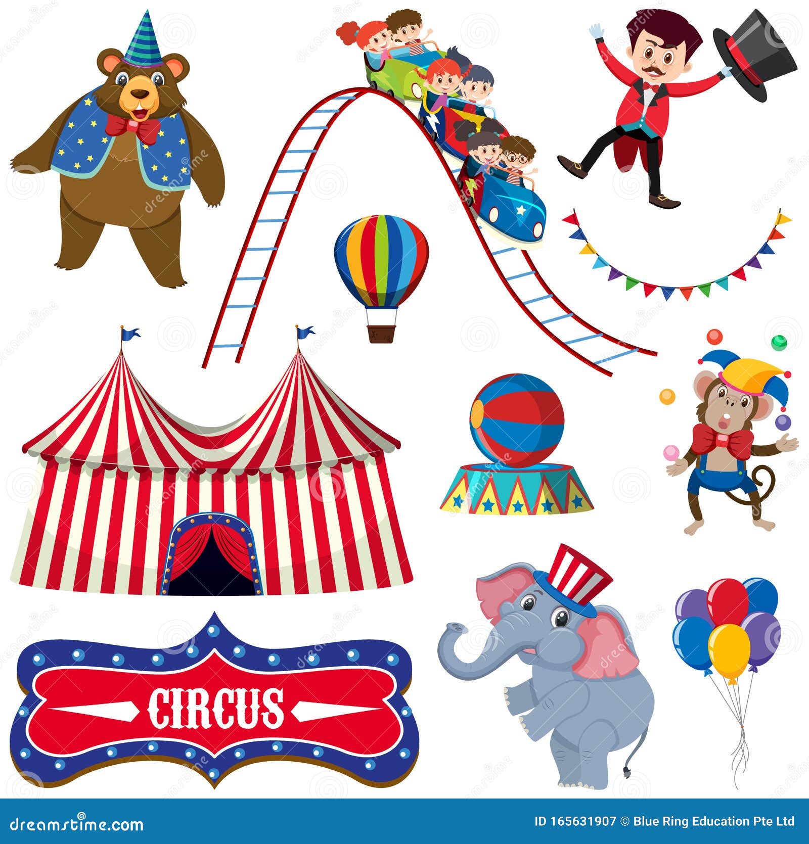 Set of Isolated Objects Theme Circus Stock Illustration - Illustration ...