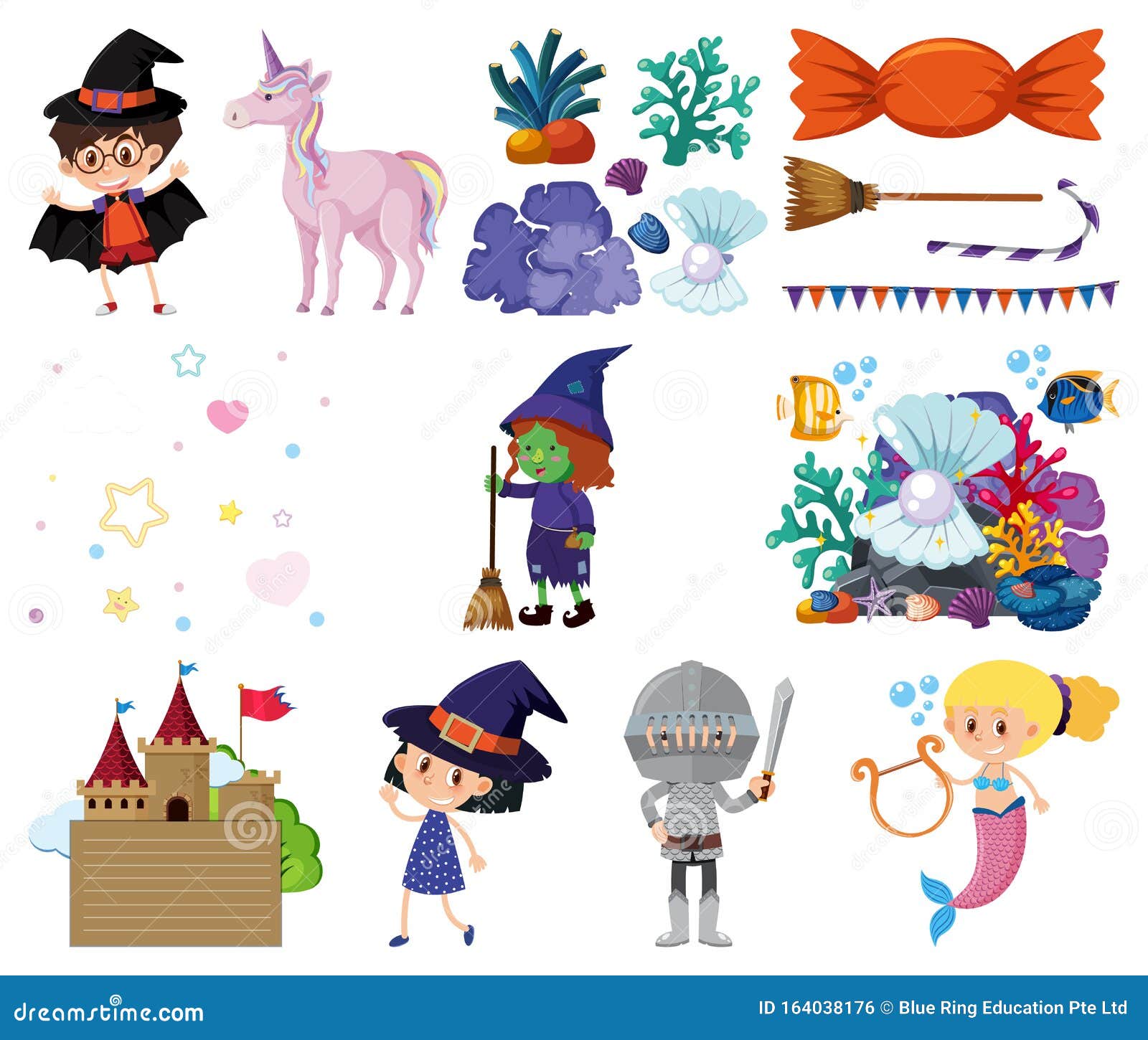 Set of Isolated Objects Theme Fairytales Stock Vector - Illustration of ...