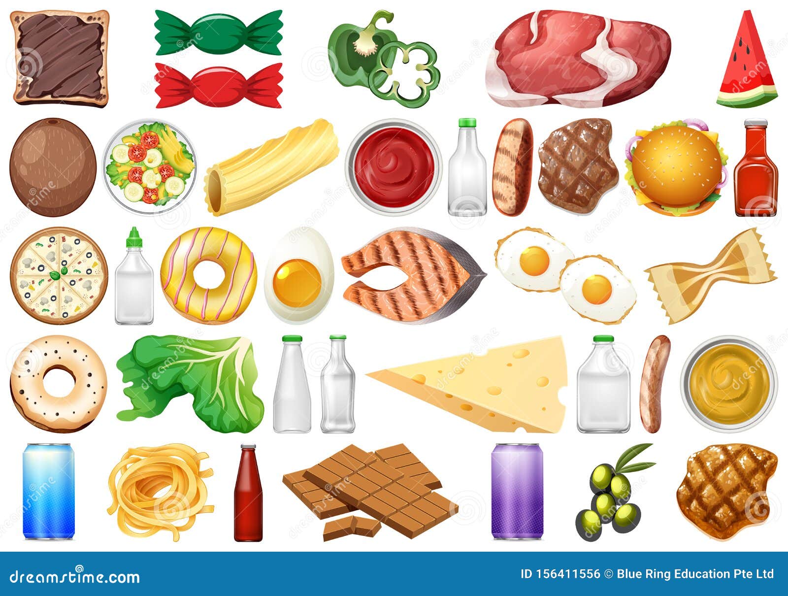 Set of Isolated Objects Theme - Food Stock Vector - Illustration of ...