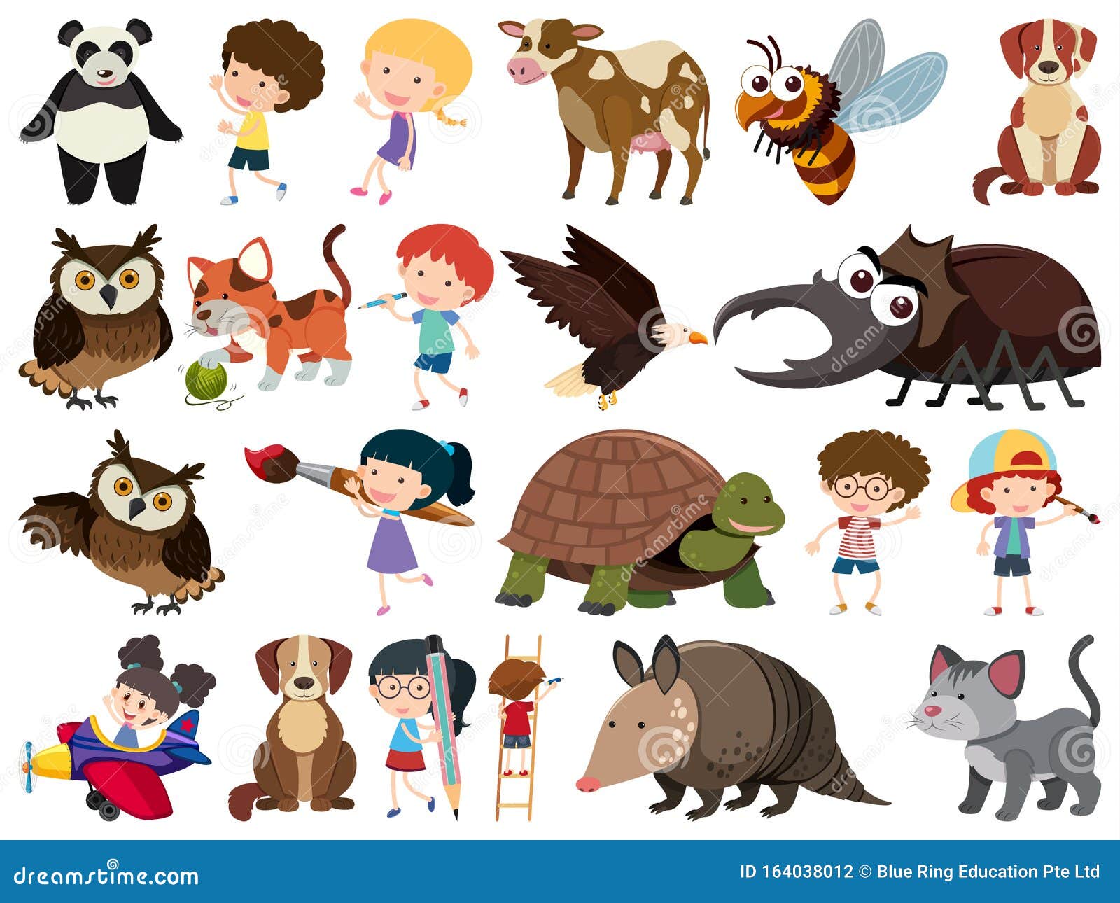 Set of Isolated Objects Theme Kids and Animals Stock Vector ...
