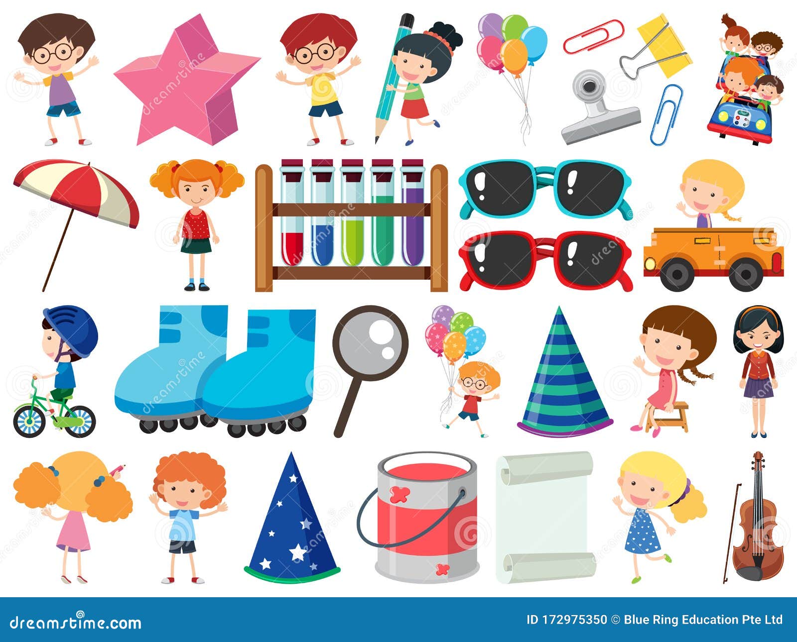Set of Isolated Objects Theme Kids and School Items Stock Vector ...