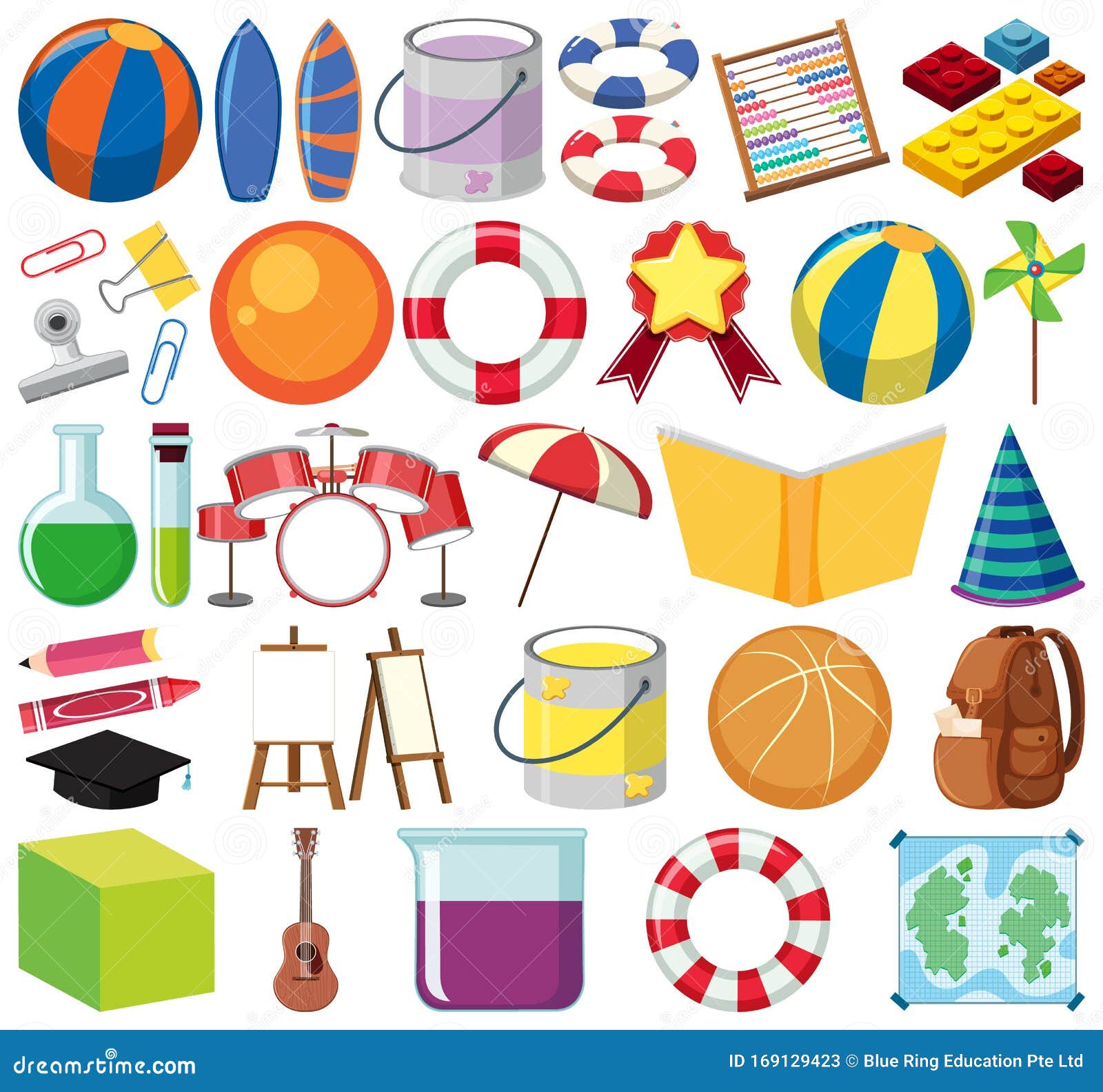 Set of Isolated Objects Theme School Stock Vector - Illustration of ...