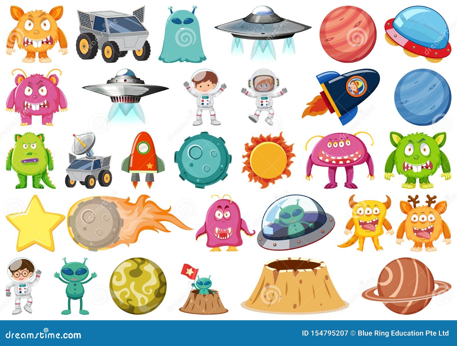 Set of Isolated Objects Theme - Space Stock Vector - Illustration of ...