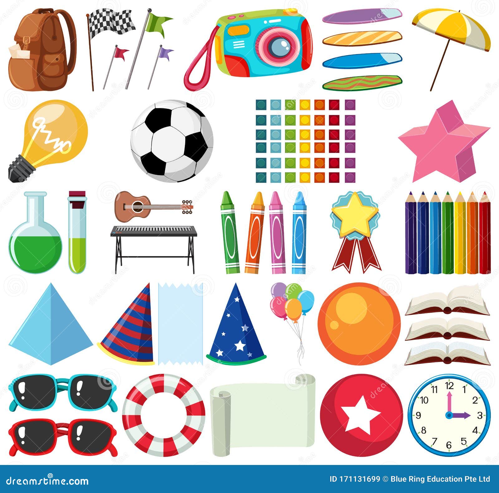 Set of Isolated Objects Theme Stationeries Stock Illustration ...