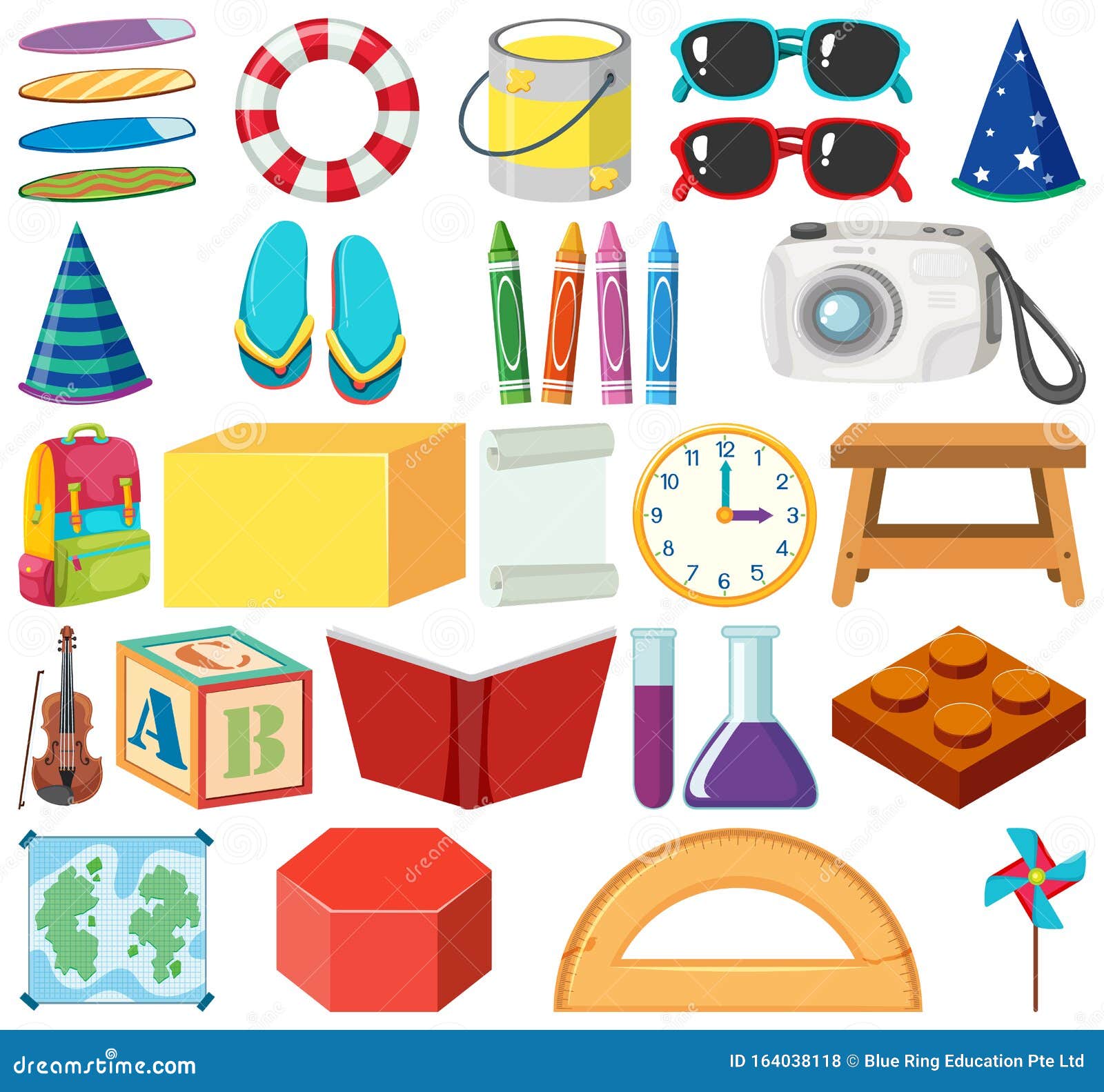 Set of Isolated Objects Theme Stationery Stock Vector - Illustration of ...