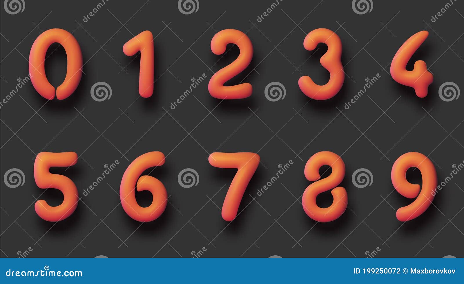 Set of Isolated Orange Balloon Numbers Stock Vector - Illustration of ...